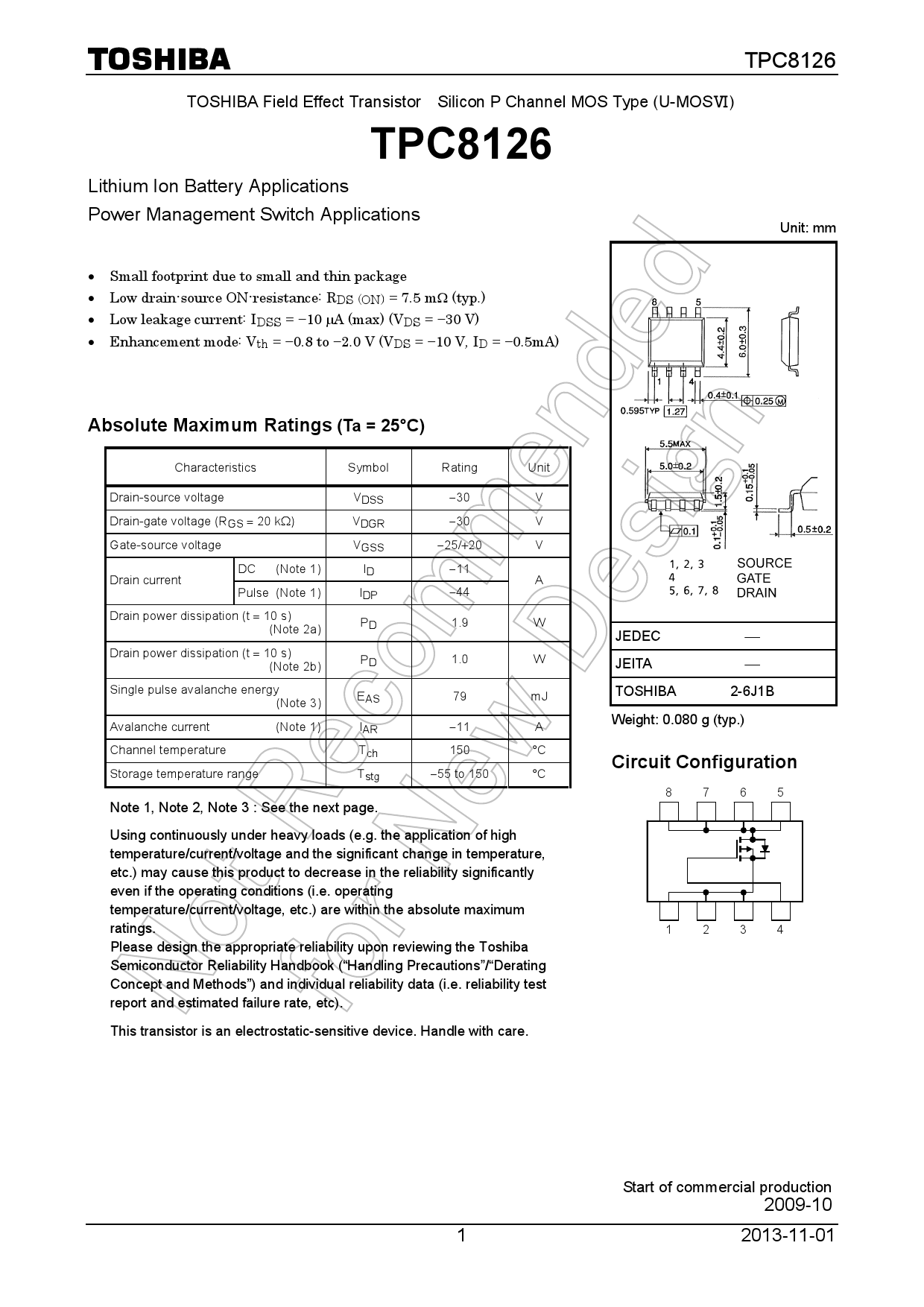 TPC8126,LQ(CM_（TOSHIBA(东芝)）TPC8126,LQ(CM中文资料_价格_PDF手册-立创电子商城