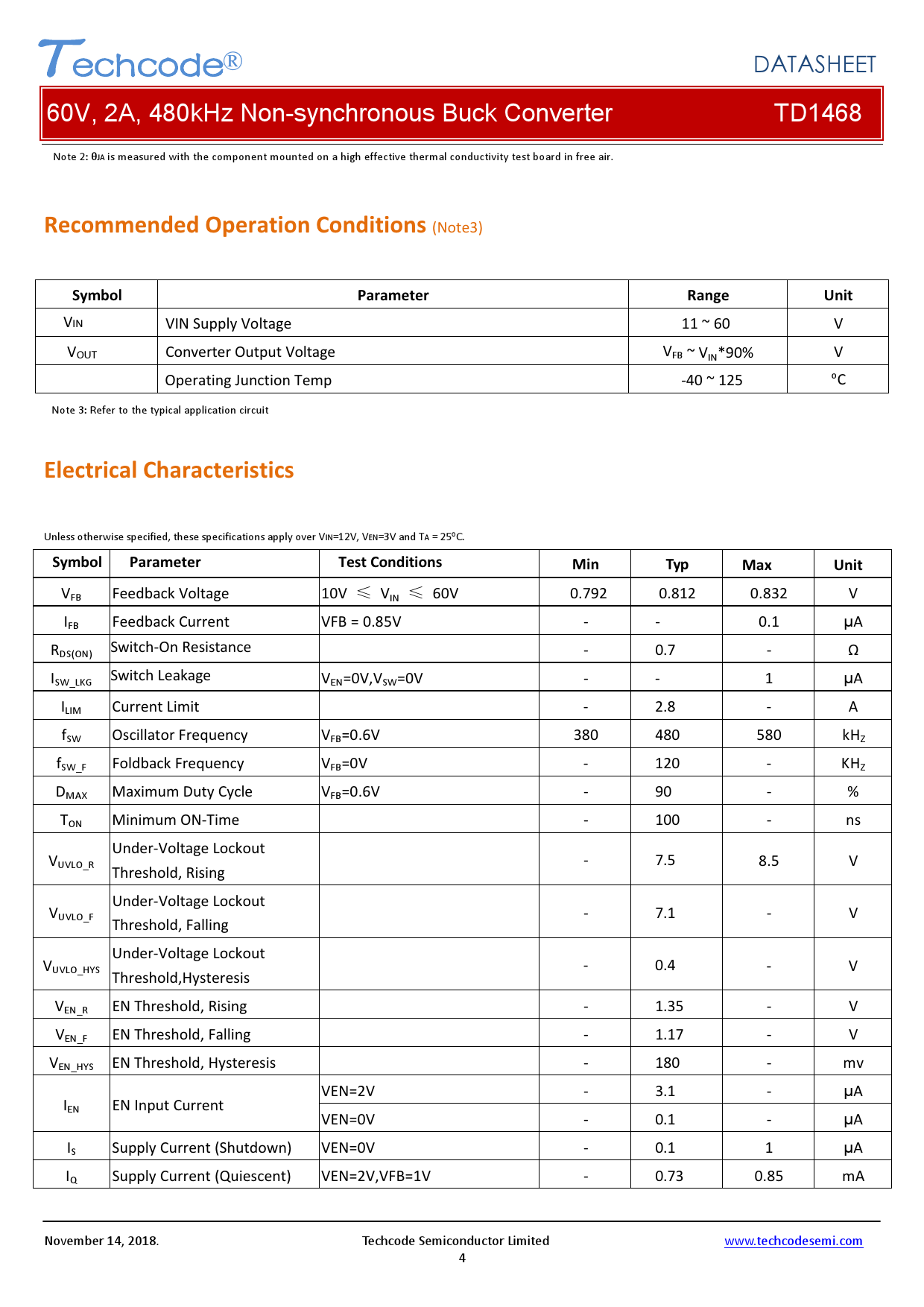 TD1468_（Techcode(泰德)）TD1468中文资料_价格_PDF手册-立创电子商城