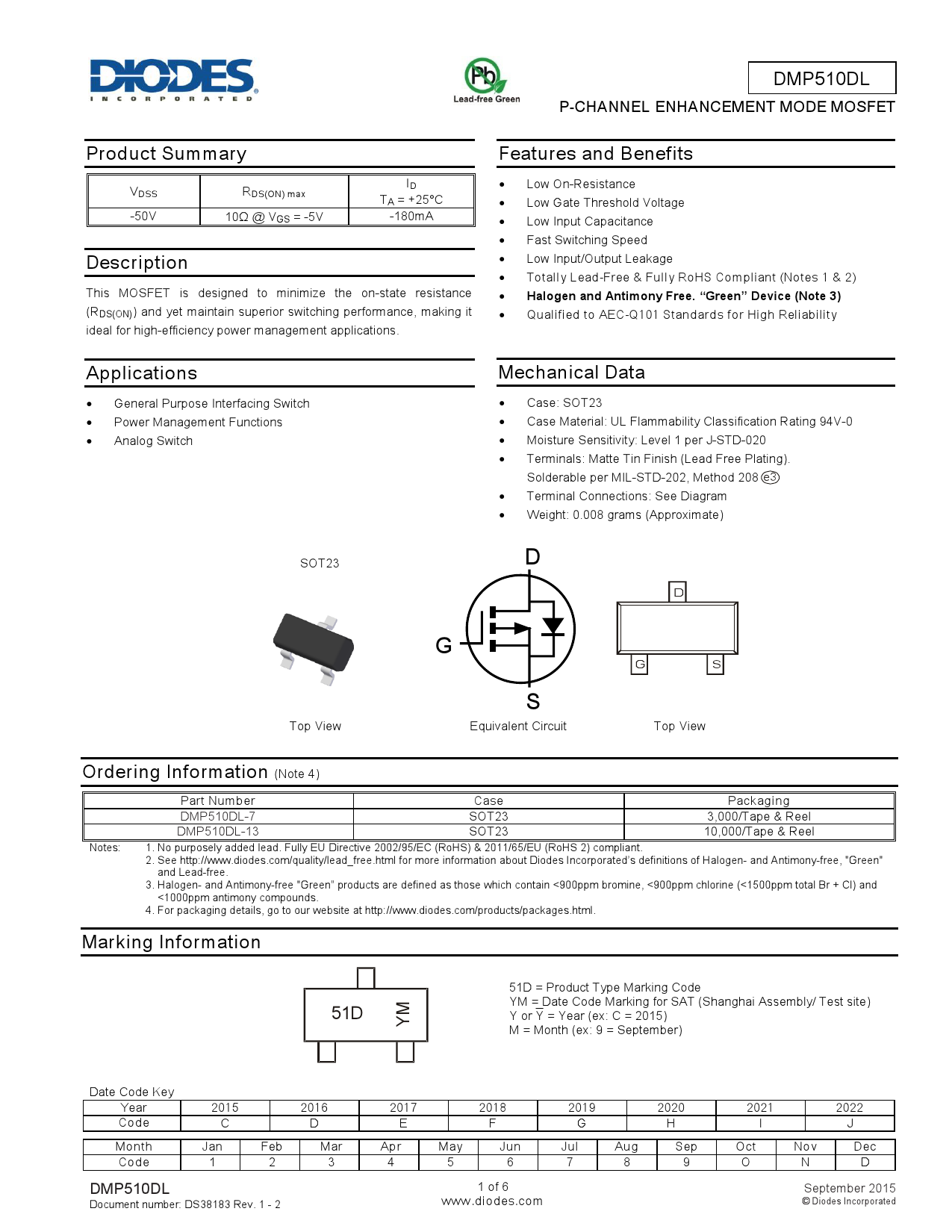 DMP510DL-7_（DIODES(美台)）DMP510DL-7中文资料_价格_PDF手册-立创电子商城