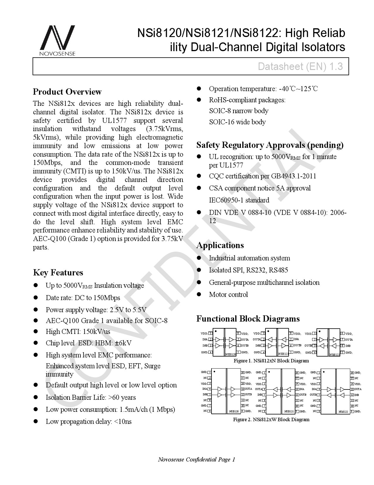 NSI8121N1_（NOVOSENSE(纳芯微)）NSI8121N1中文资料_价格_PDF手册-立创电子商城