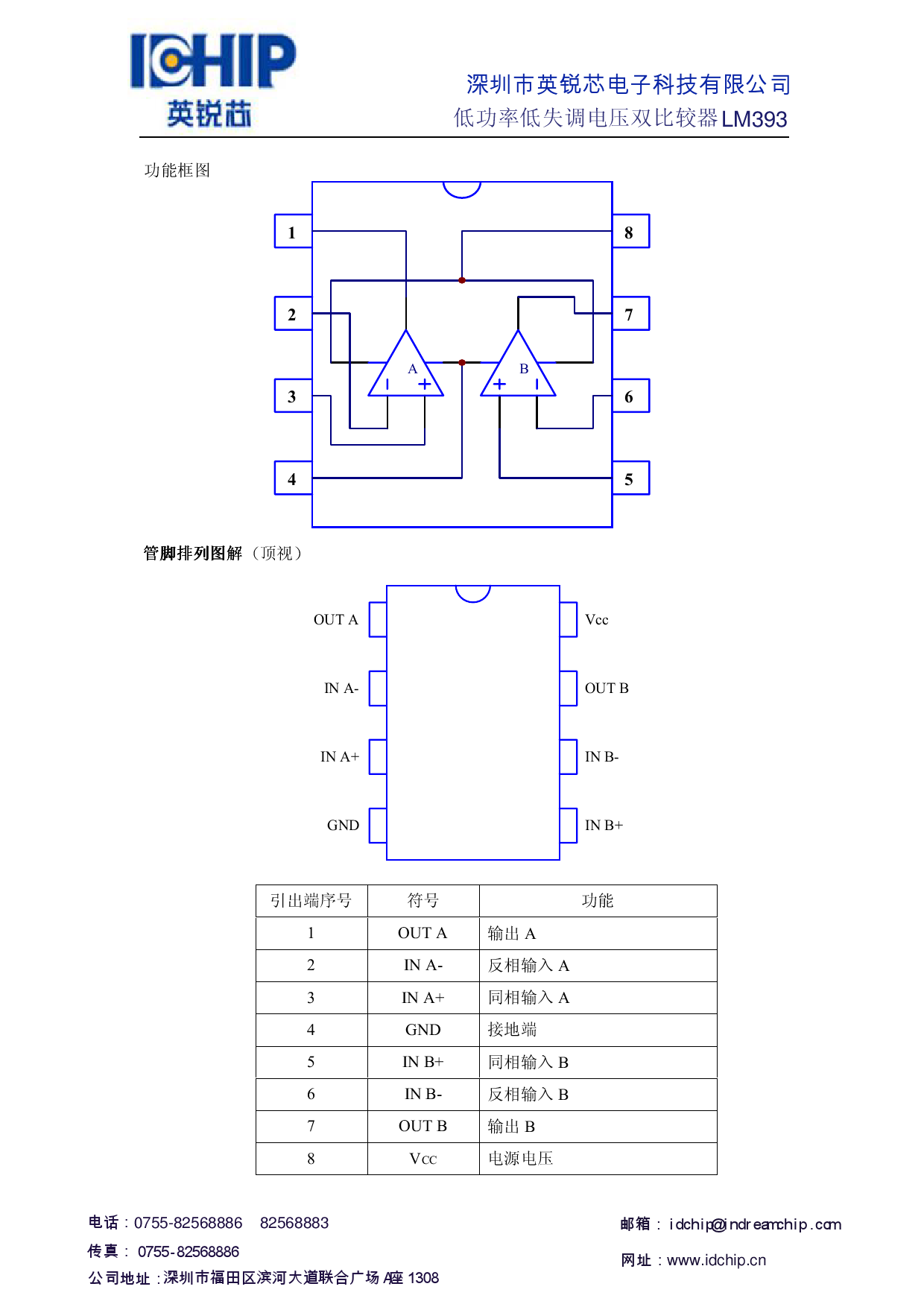 LM393_（IDCHIP(英锐芯)）LM393中文资料_价格_PDF手册-立创电子商城