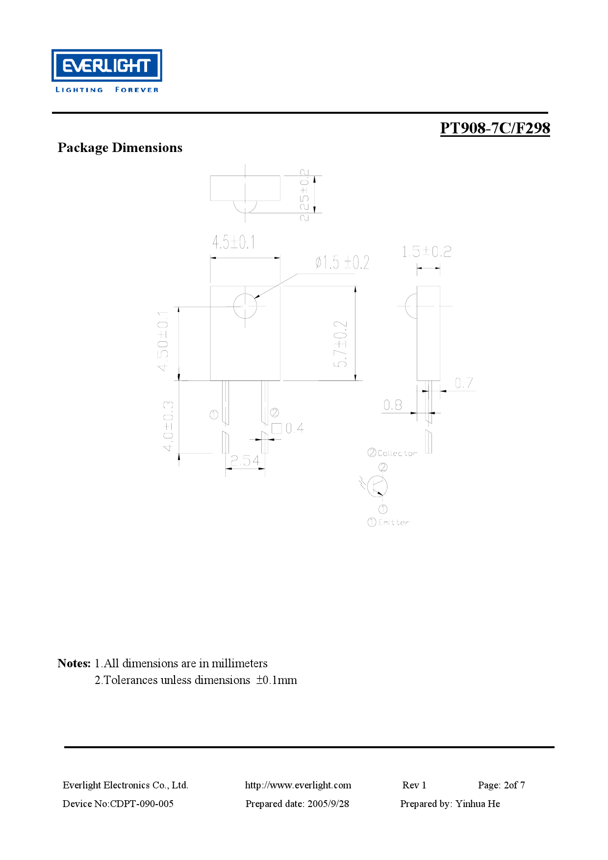 PT908-7C/F298(BIN4)_（EVERLIGHT(台湾亿光)）PT908-7C/F298(BIN4)中文资料_价格_PDF手册-立 ...