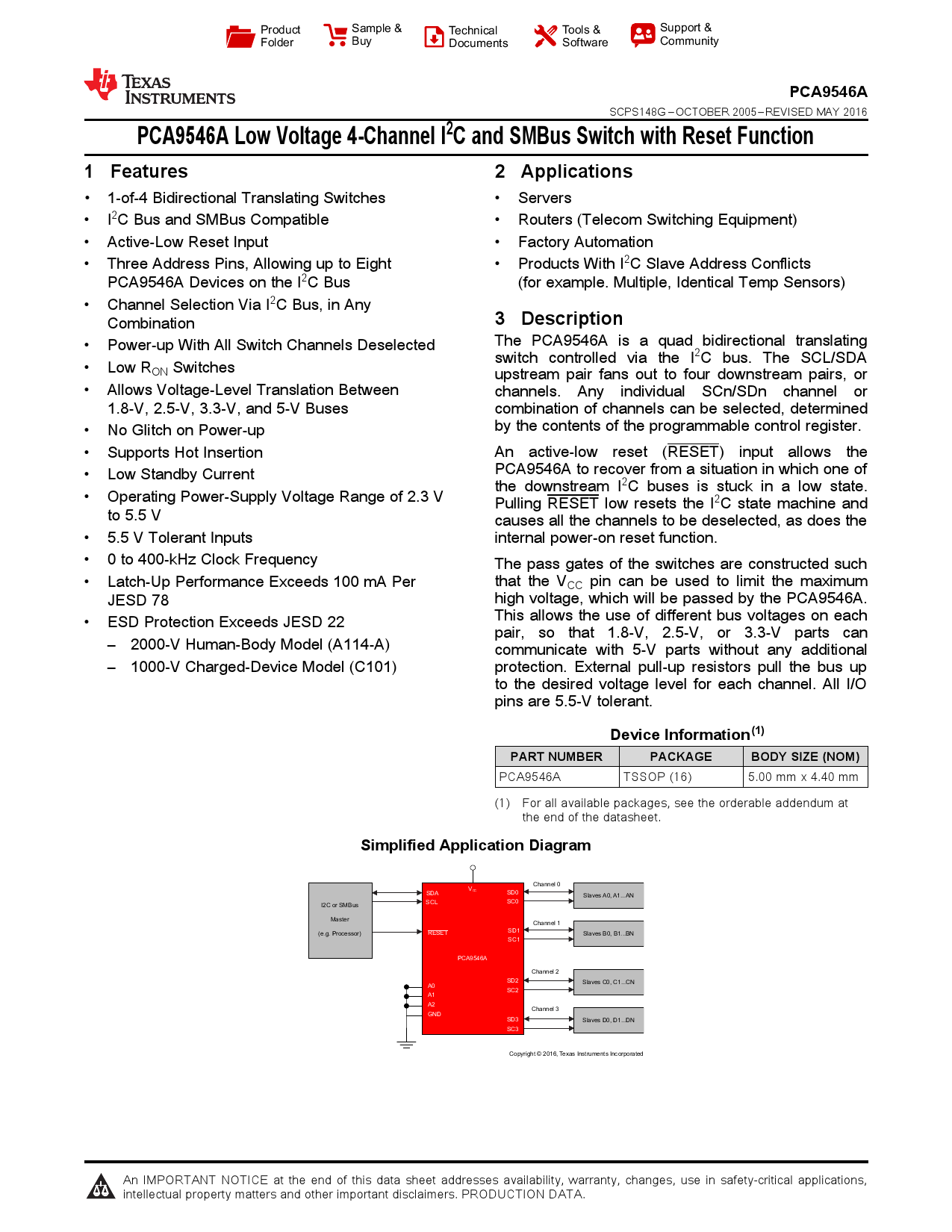 PCA9546APWR_（TI(德州仪器)）PCA9546APWR中文资料_价格_PDF手册-立创电子商城