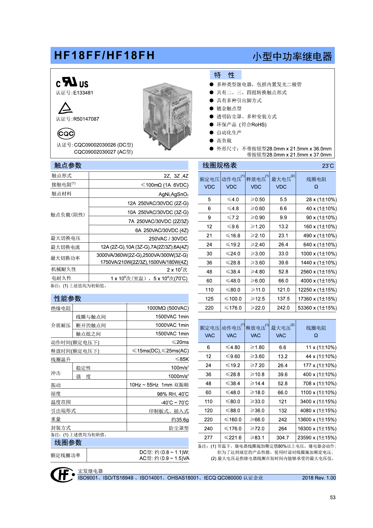 HF18FF/A024-4Z1D_（HF(宏发)）HF18FF/A024-4Z1D中文资料_价格_PDF手册-立创电子商城