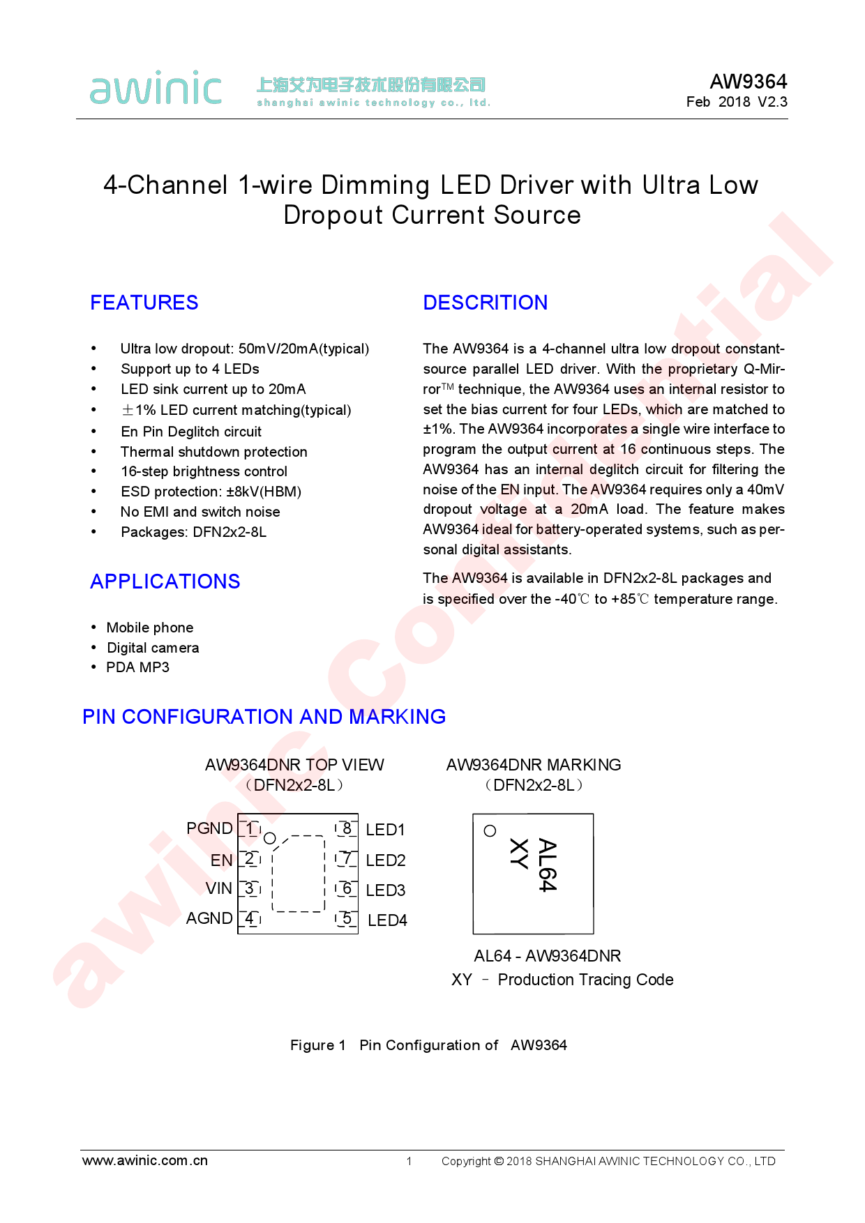 AW9364DNR_（AWINIC(艾为)）AW9364DNR中文资料_价格_PDF手册-立创电子商城