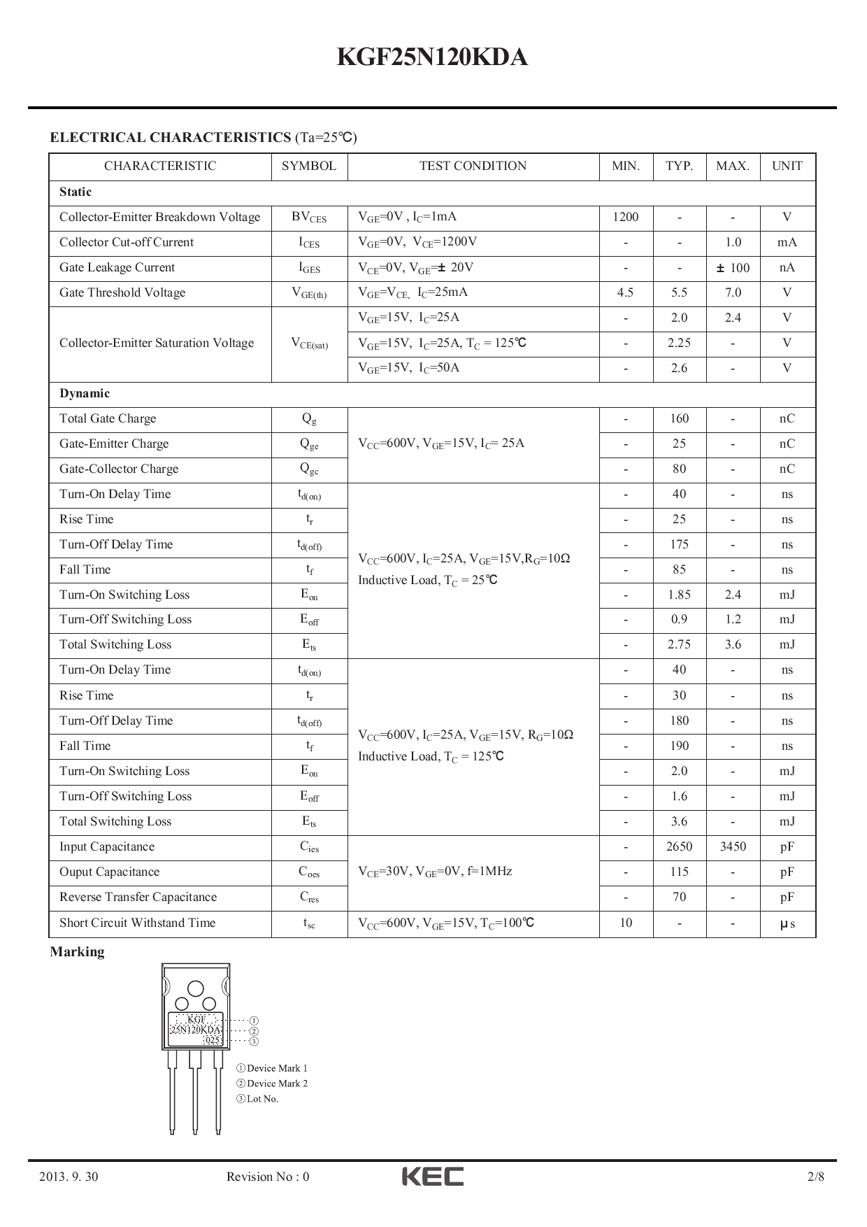 KGF25N120KDA_（KEC）KGF25N120KDA中文资料_价格_PDF手册-立创电子商城