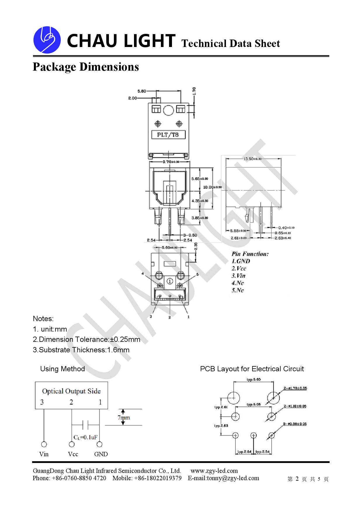 ZGY133/T8(PLT)_（Chau Light(洲光源)）ZGY133/T8(PLT)中文资料_价格_PDF手册-立创电子商城