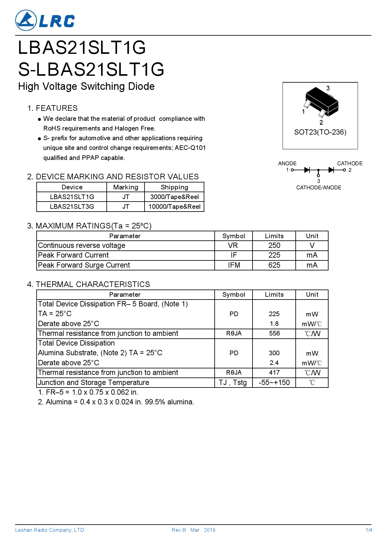 LBAS21SLT1G_（LRC(乐山无线电)）LBAS21SLT1G中文资料_价格_PDF手册-立创电子商城