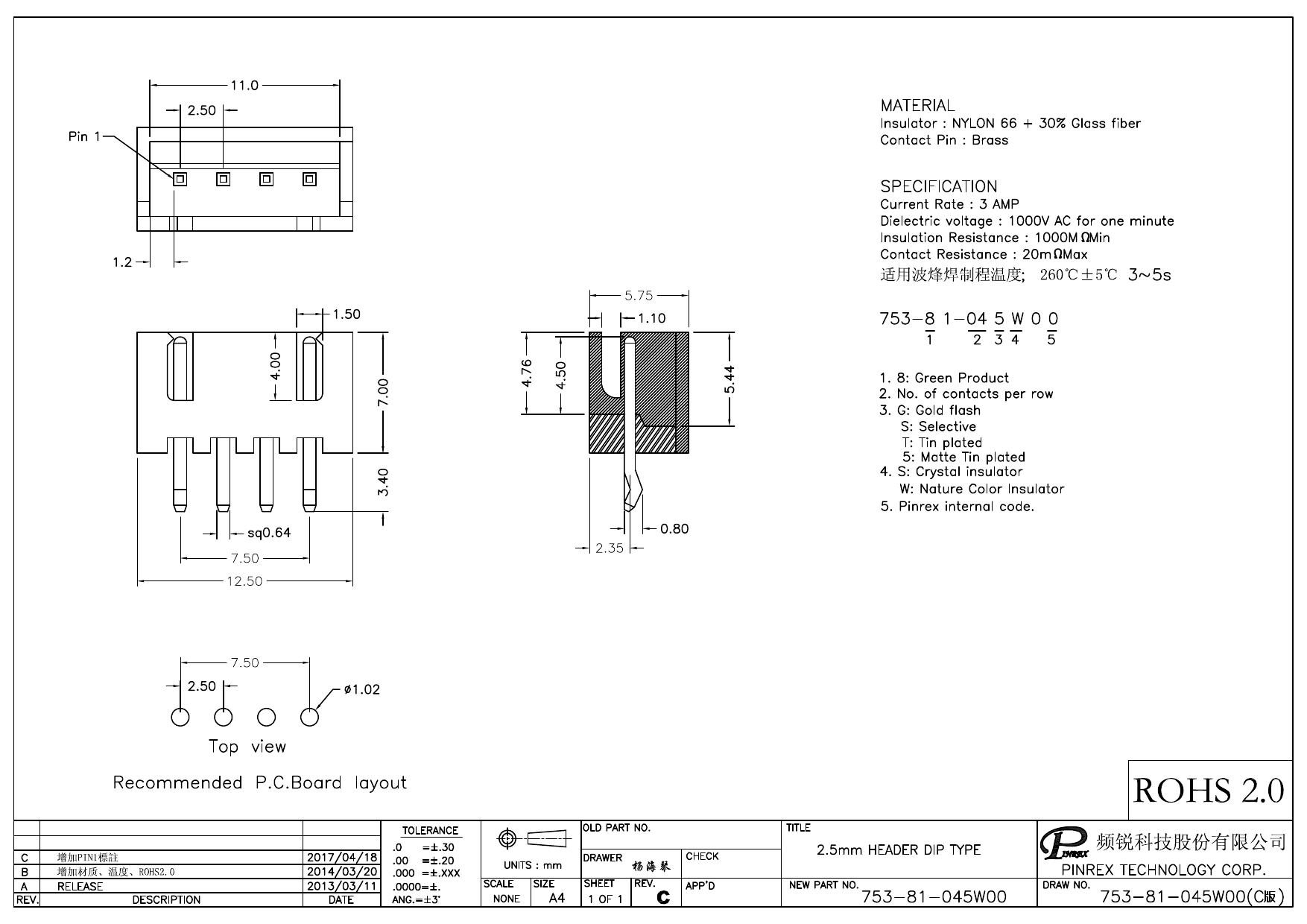 753-81-045W00_（PINREX(频锐科技)）753-81-045W00中文资料_价格_PDF手册-立创电子商城