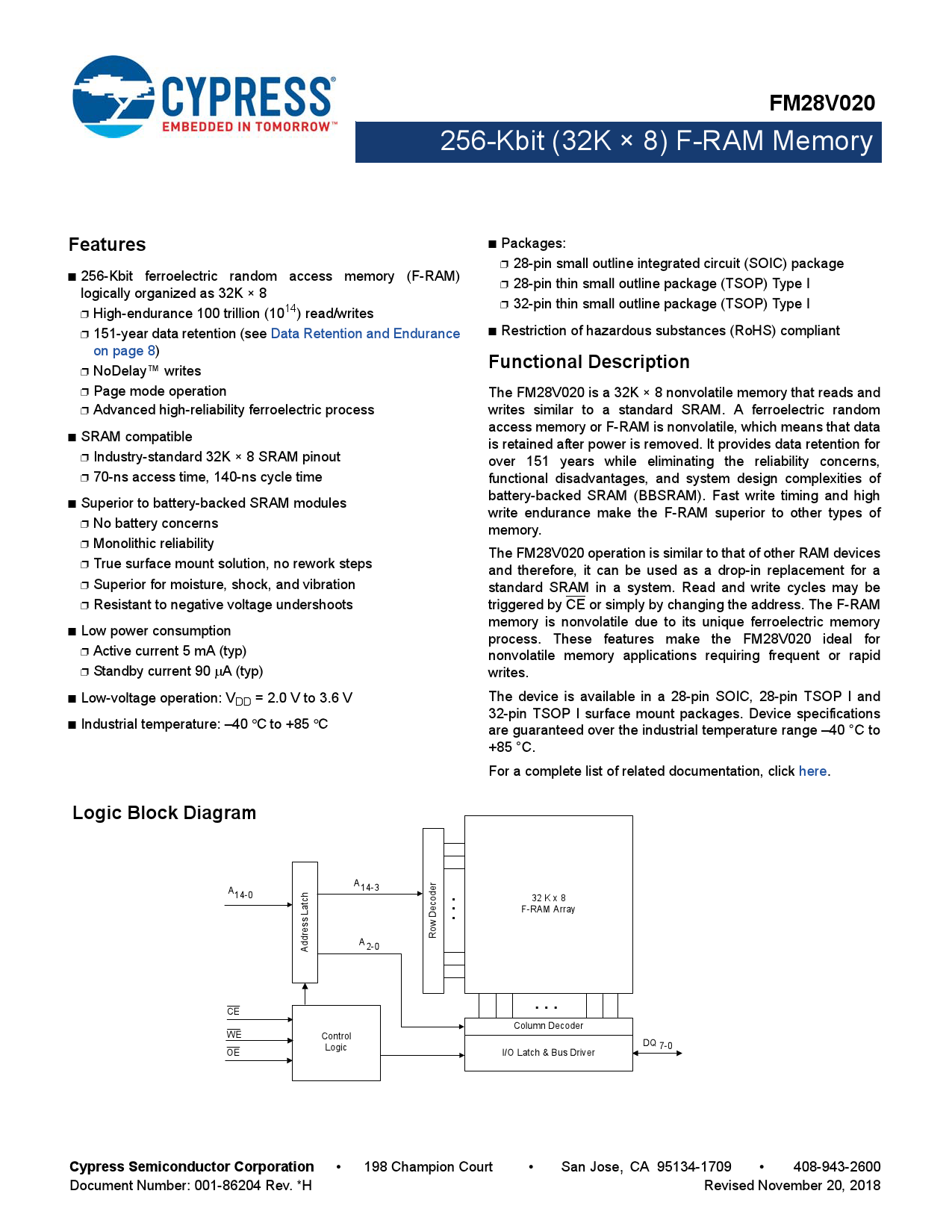 FM28V020-SGTR_（CYPRESS(赛普拉斯)）FM28V020-SGTR中文资料_价格_PDF手册-立创电子商城