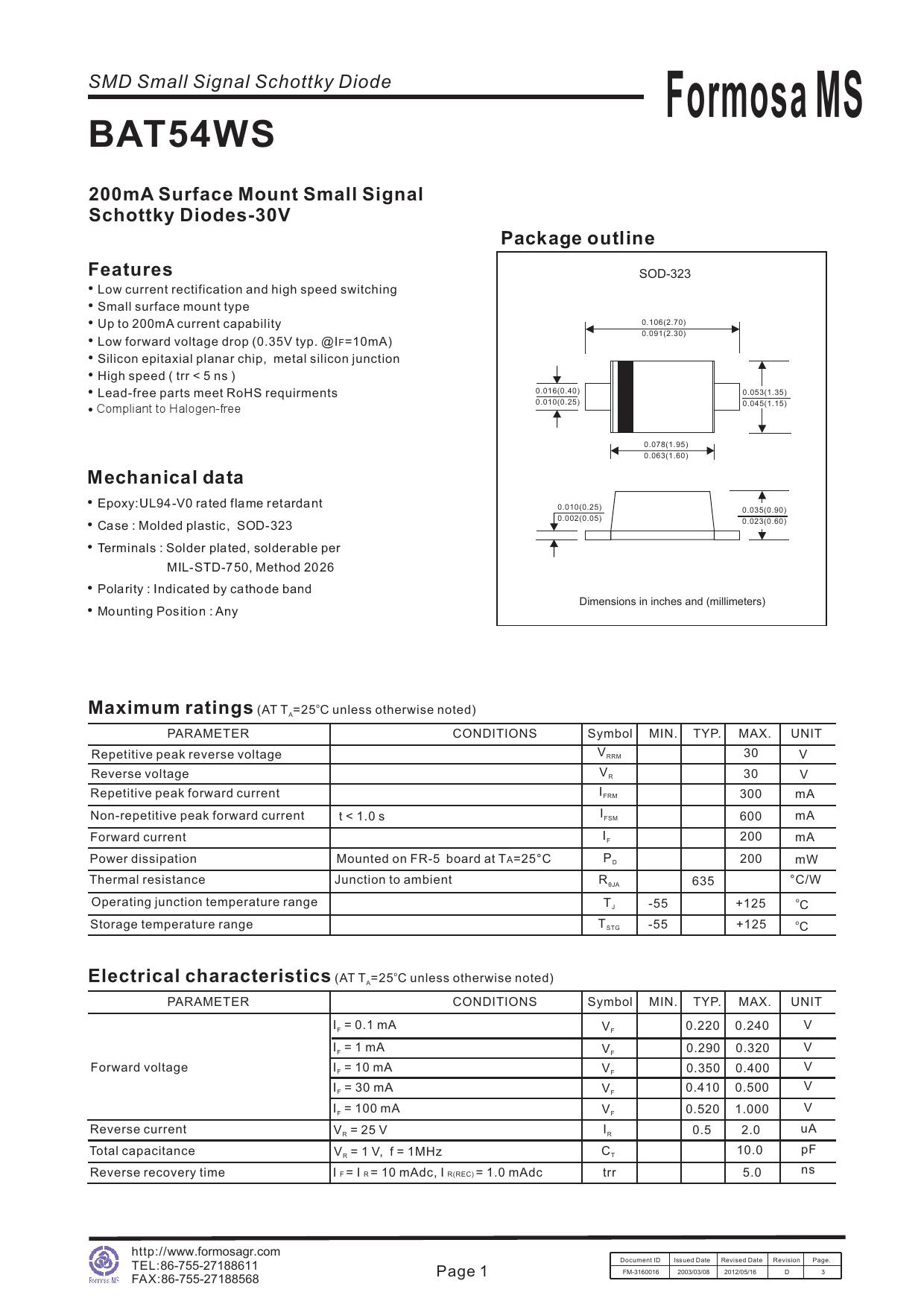 BAT54WS_（AnBon(台湾安邦)）BAT54WS中文资料_价格_PDF手册-立创电子商城