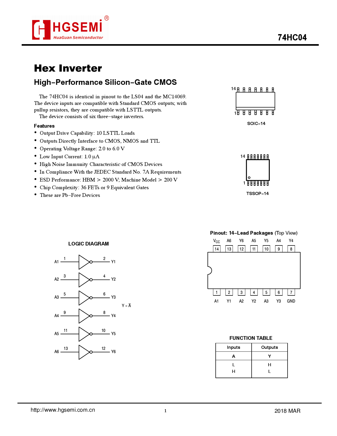74HC04N_（HGSEMI(华冠)）74HC04N中文资料_价格_PDF手册-立创电子商城