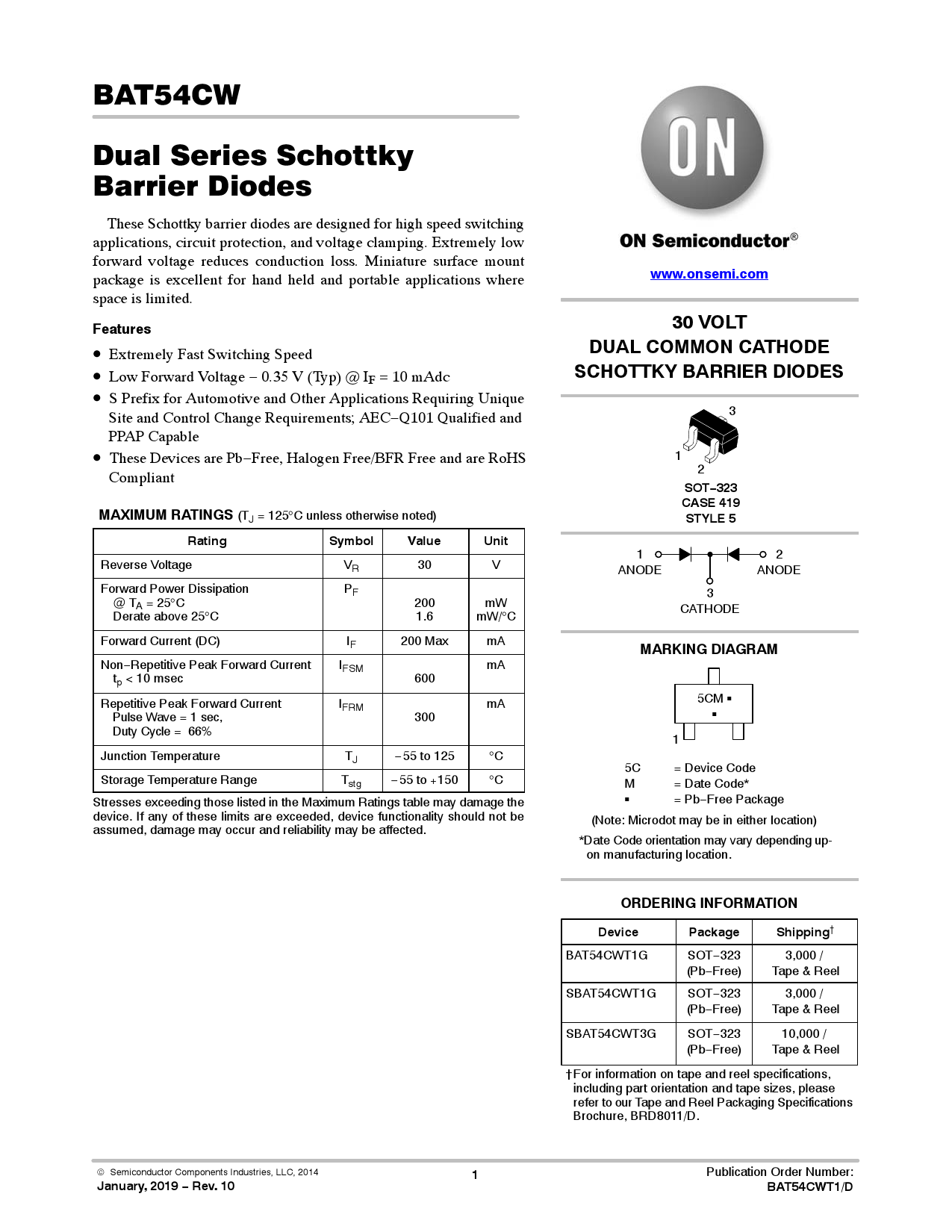 BAT54CWT1G_（onsemi(安森美)）BAT54CWT1G中文资料_价格_PDF手册-立创电子商城