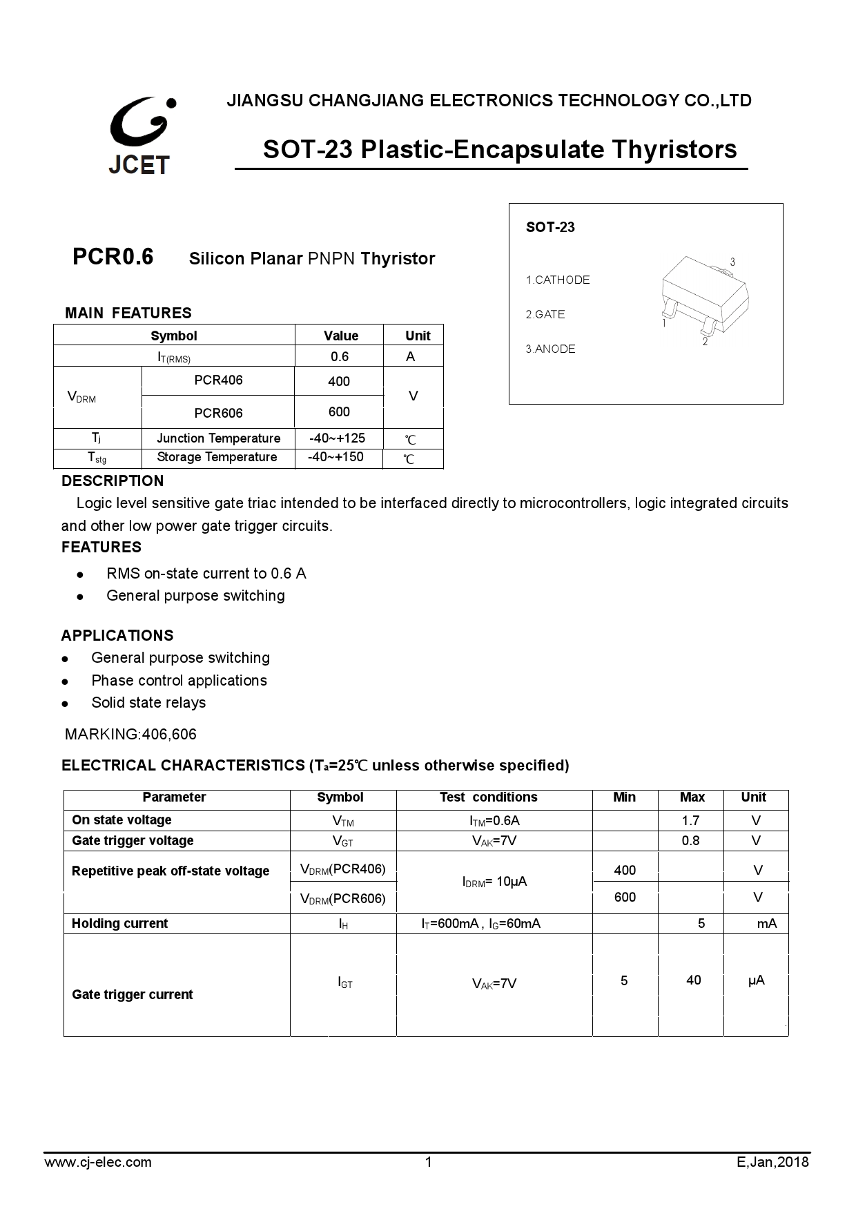 PCR406_（CJ(江苏长电/长晶)）PCR406中文资料_价格_PDF手册-立创电子商城