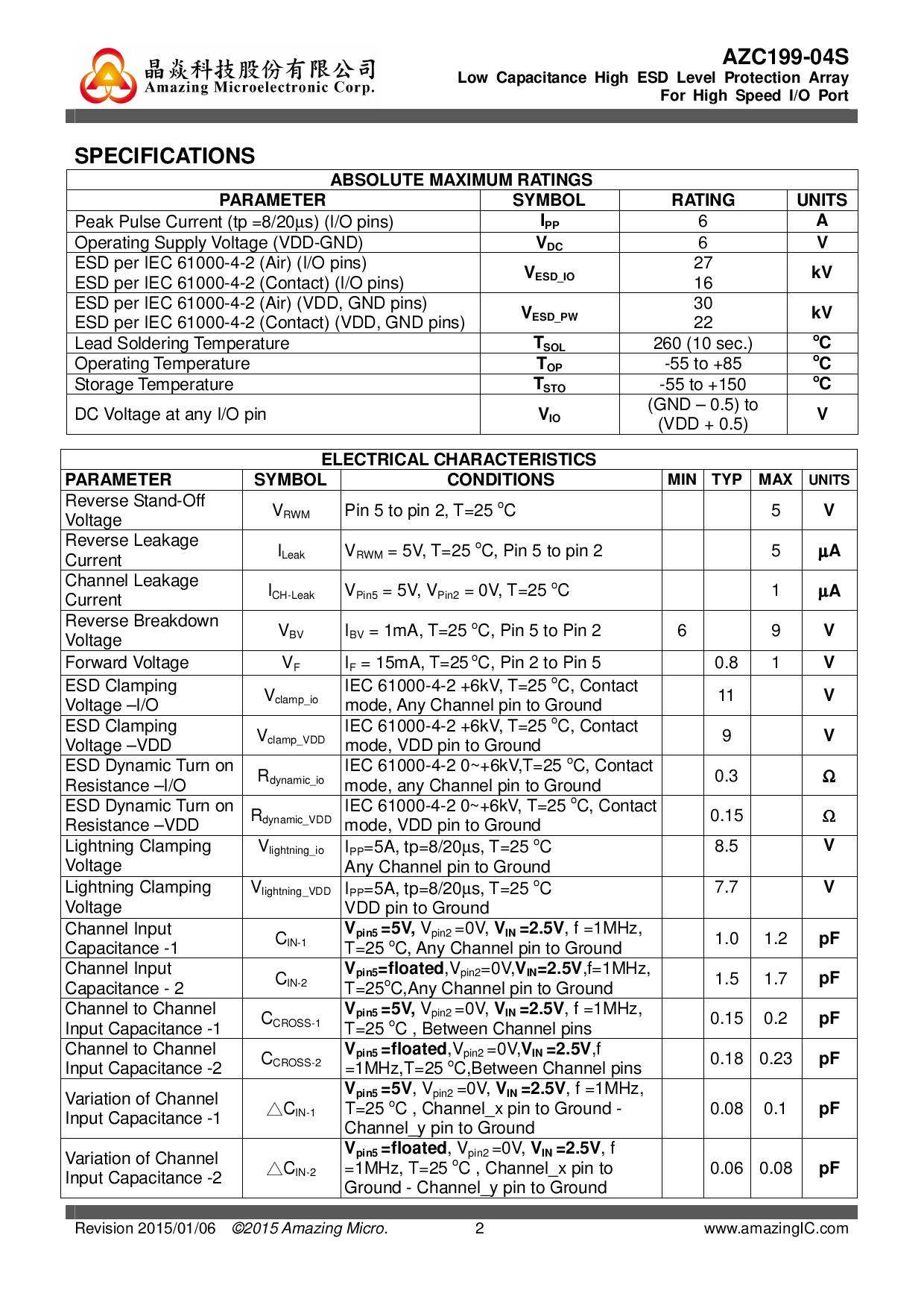 AZC199-04S.R7G_（AMAZING(晶焱)）AZC199-04S.R7G中文资料_价格_PDF手册-立创电子商城