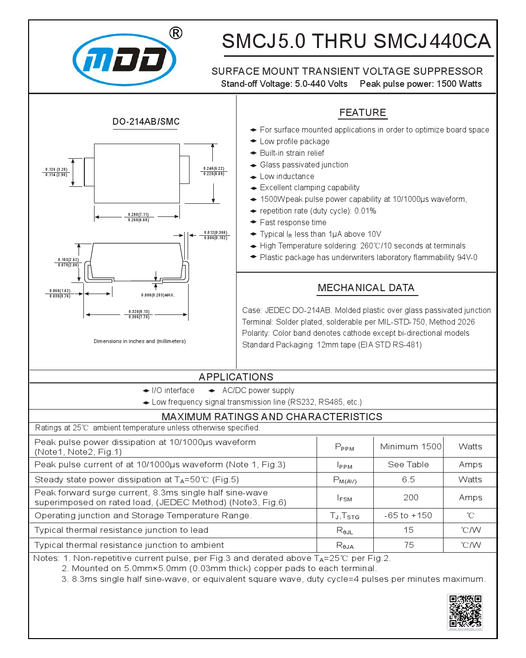 SMCJ36A_（MDD）SMCJ36A中文资料_价格_PDF手册-立创电子商城