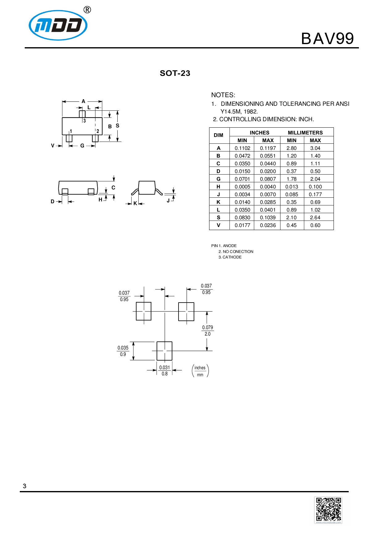 BAV99_（MDD）BAV99中文资料_价格_PDF手册-立创电子商城
