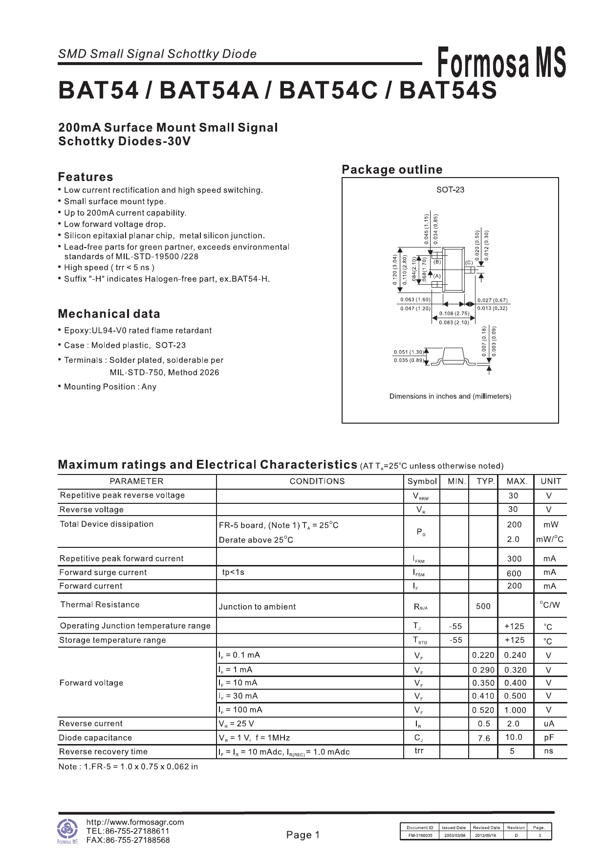 BAT54_（AnBon(安邦)）BAT54中文资料_价格_PDF手册-立创电子商城