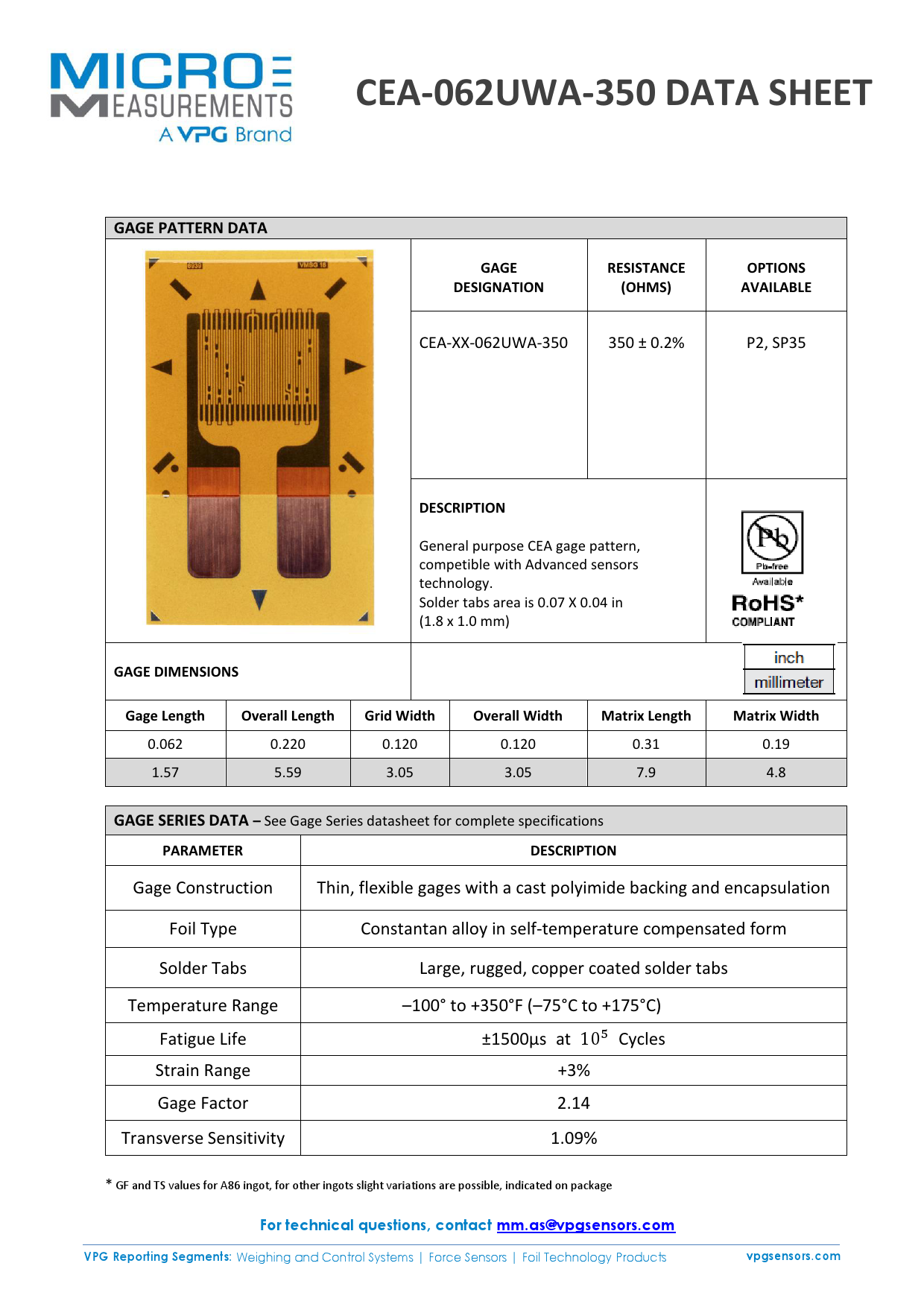 CEA-06-062UWA-350_（Vishay Micro-Measurements(威势应变片)）CEA-06-062UWA-350中文资料_价格_PDF手册-立创电子商城