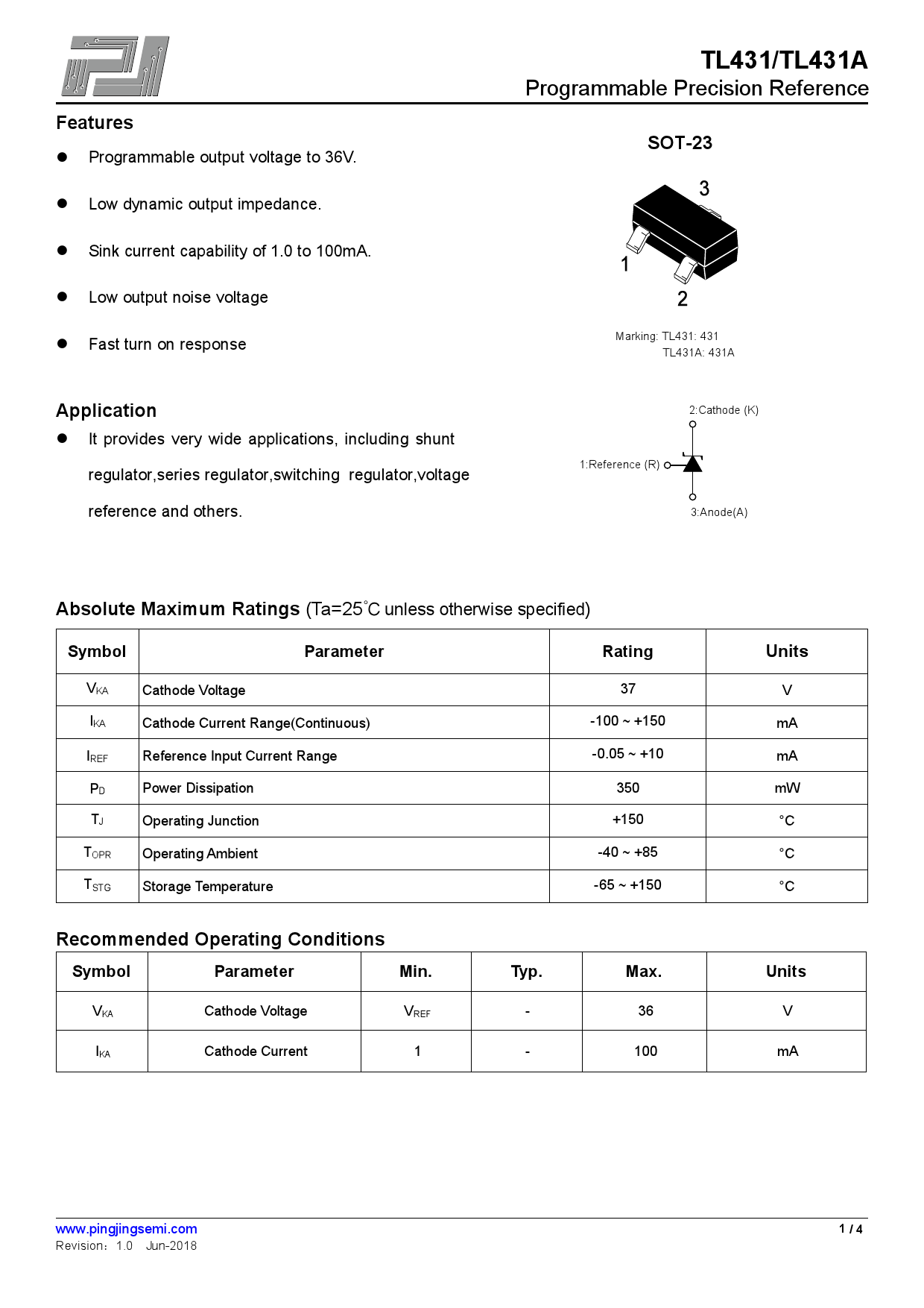 TL431A_（PJSEMI(平晶微)）TL431A中文资料_价格_PDF手册-立创电子商城