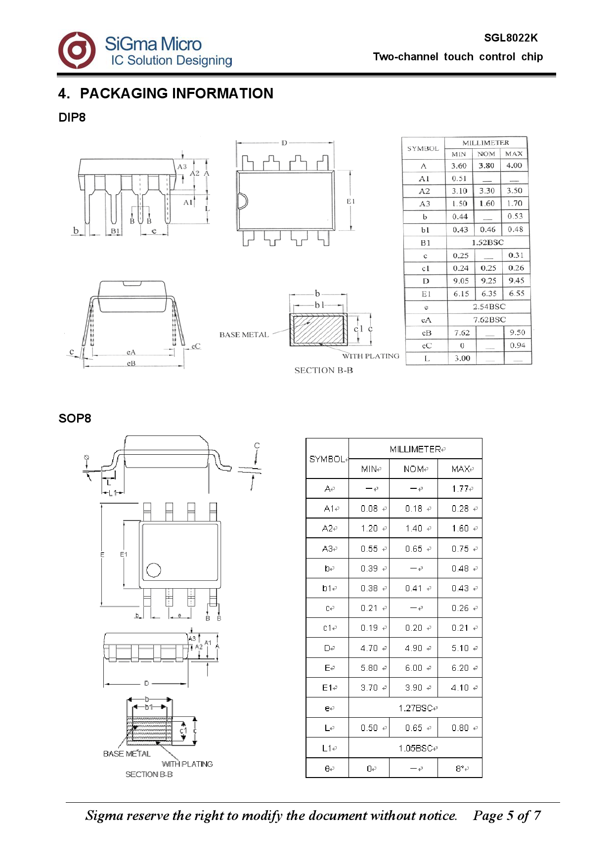 SGL8022K_（SIGMA希格玛）SGL8022K中文资料_价格_PDF手册-立创电子商城