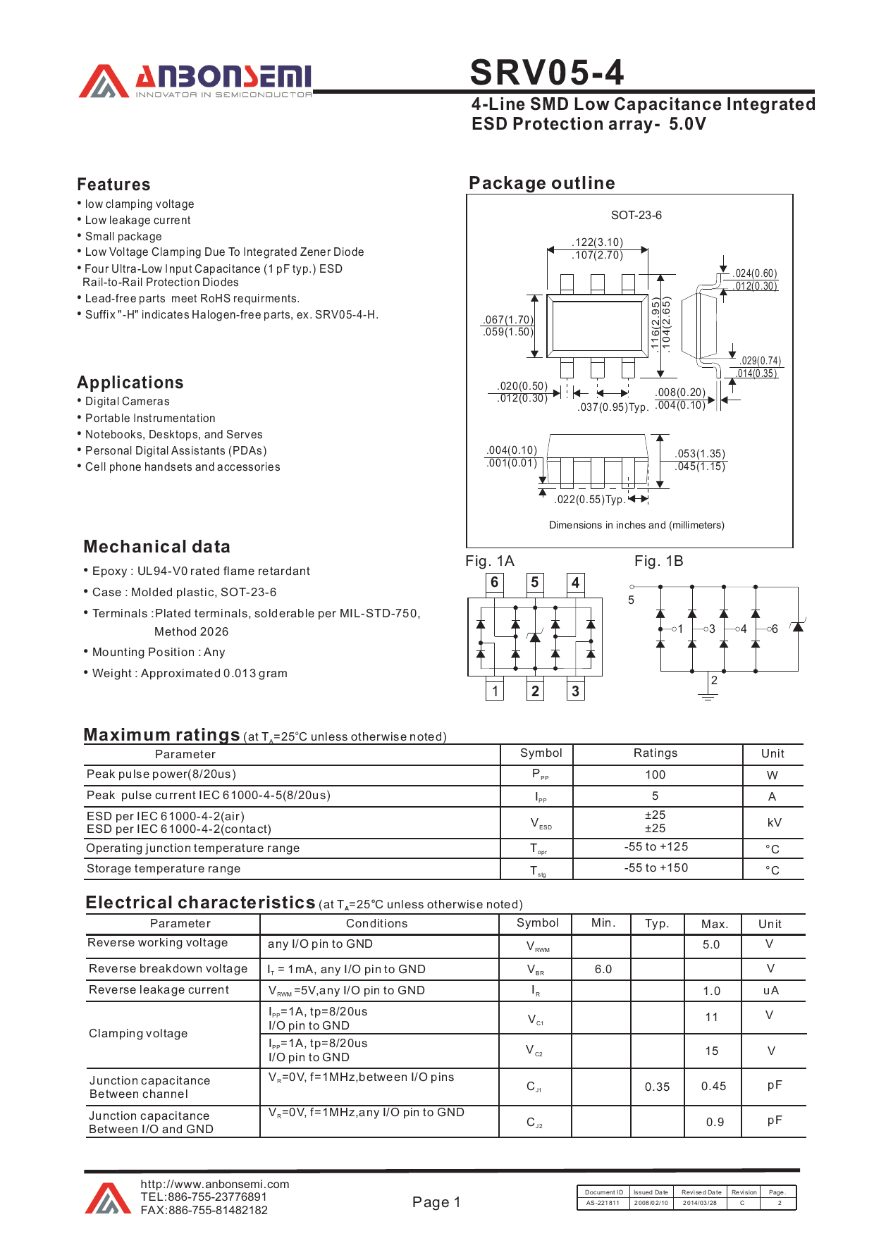 SRV05-4_（AnBon(台湾安邦)）SRV05-4中文资料_价格_PDF手册-立创电子商城