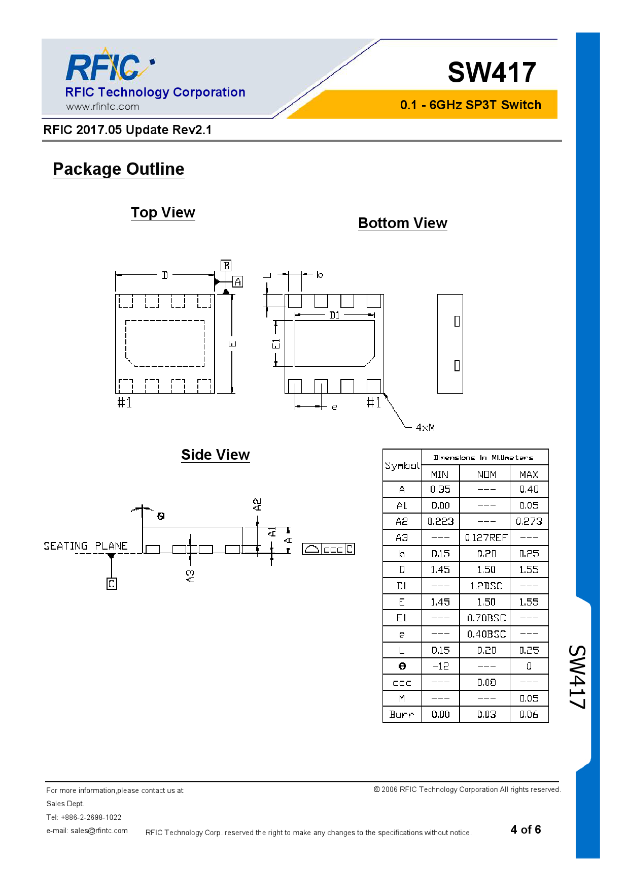 SW417_（RFIC(台湾朗弗)）SW417中文资料_价格_PDF手册-立创电子商城