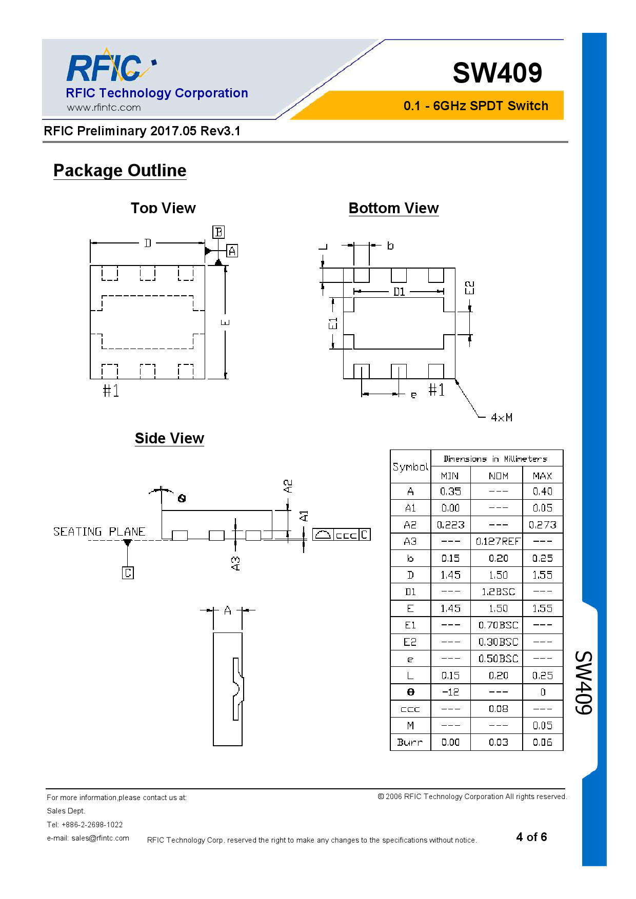 SW409_（RFIC(台湾朗弗)）SW409中文资料_价格_PDF手册-立创电子商城