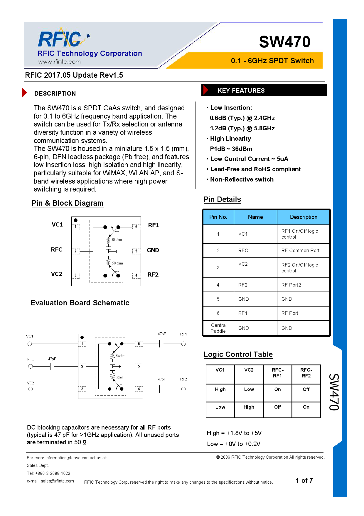 SW470_（RFIC(台湾朗弗)）SW470中文资料_价格_PDF手册-立创电子商城