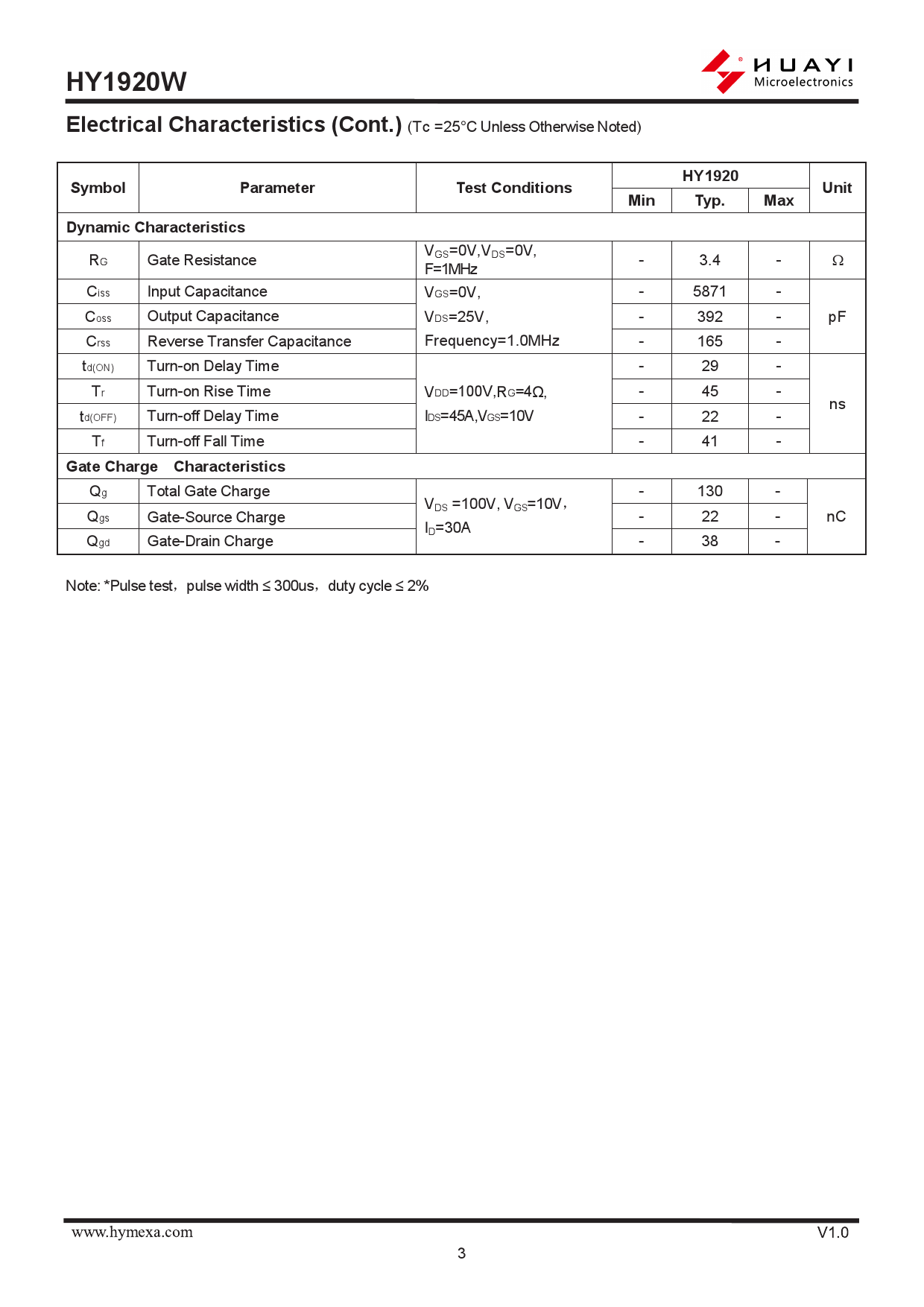 HY1920W_（HUAYI(华羿微)）HY1920W中文资料_价格_PDF手册-立创电子商城