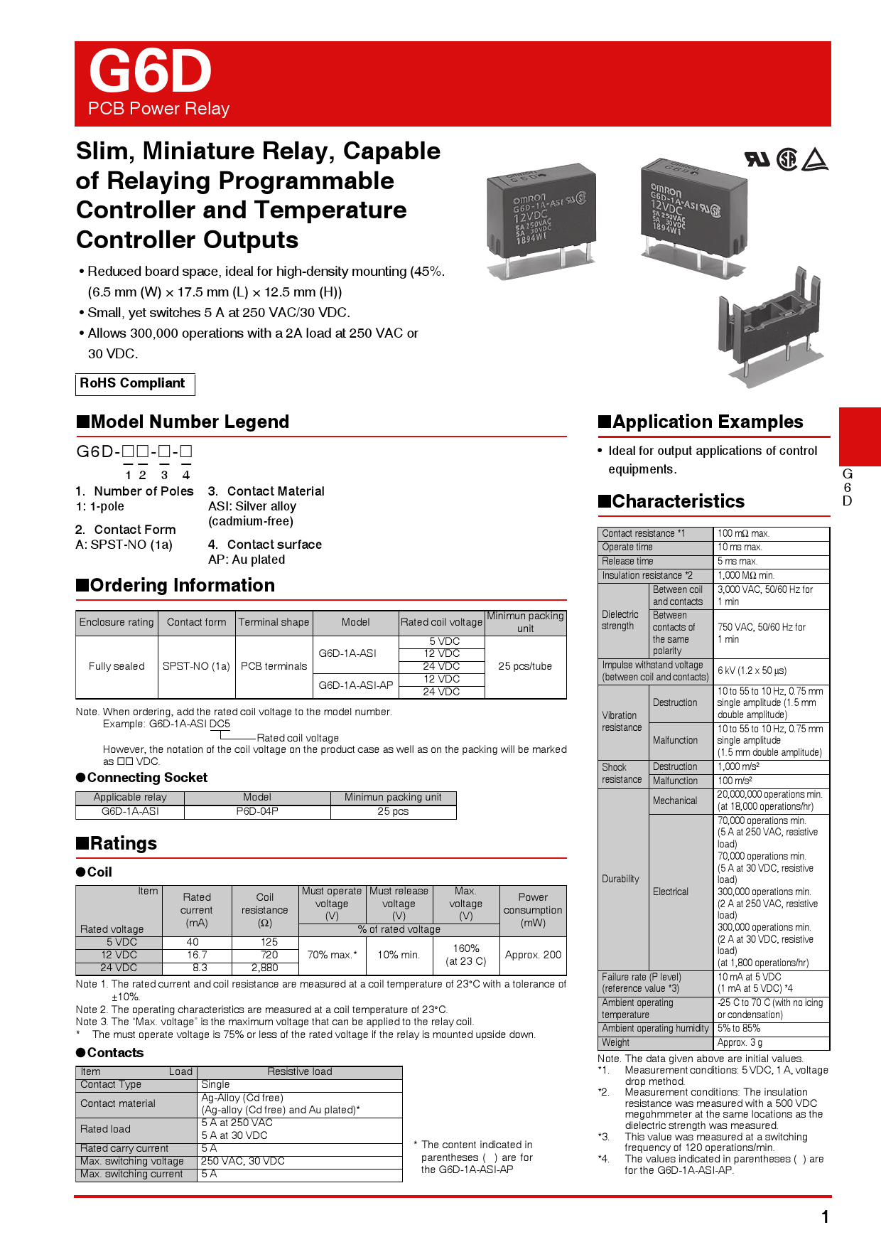 G6D-1A-ASI DC24_（OMRON(欧姆龙)）G6D-1A-ASI DC24中文资料_价格_PDF手册-立创电子商城