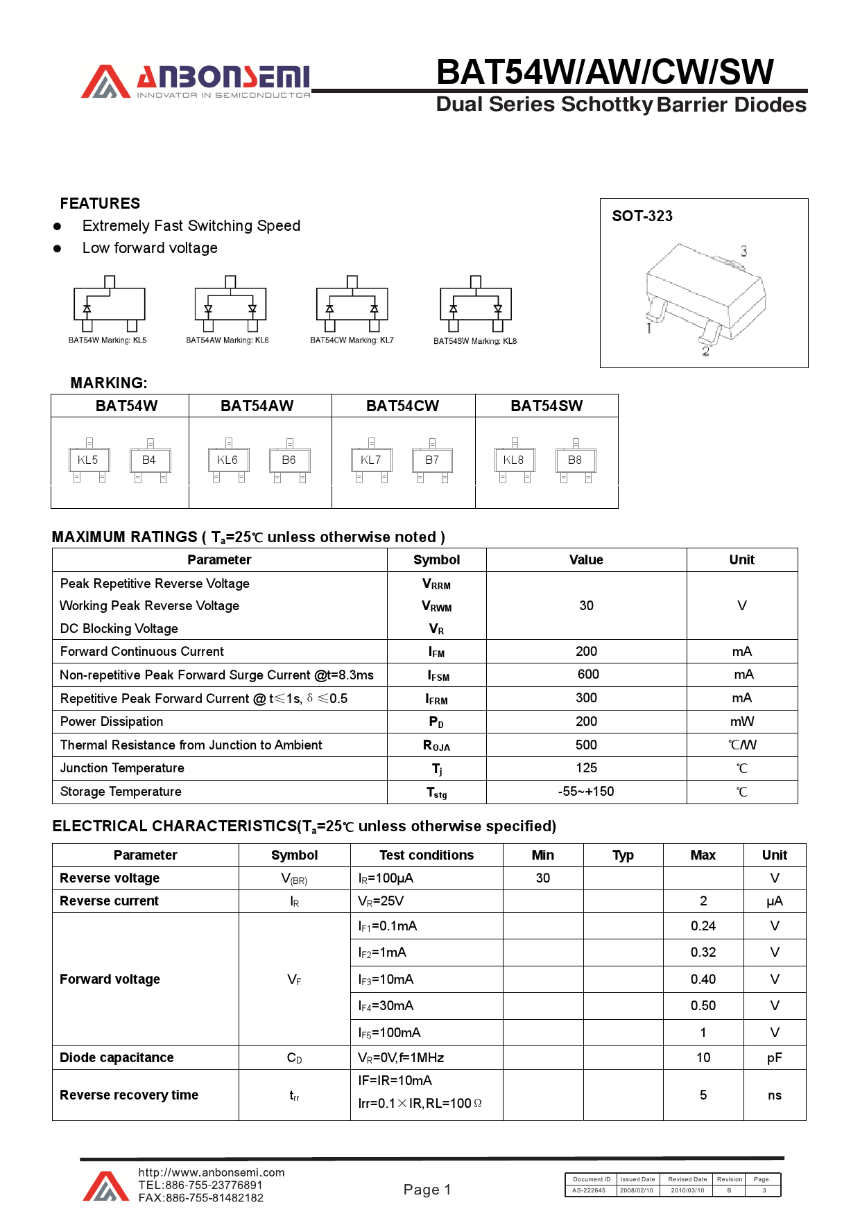 BAT54CW_（AnBon(安邦)）BAT54CW中文资料_价格_PDF手册-立创电子商城