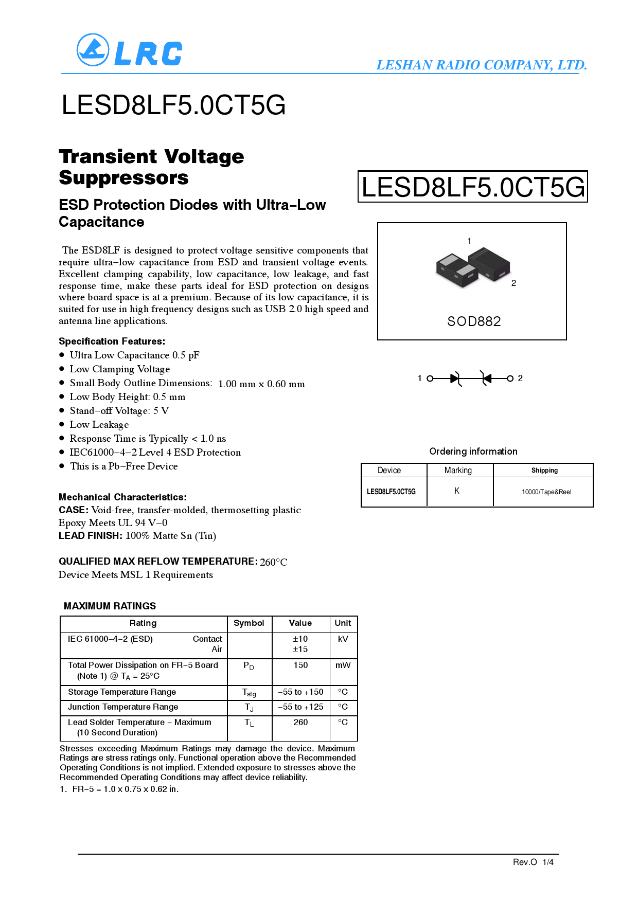 LESD8LF5.0CT5G_（LRC(乐山无线电)）LESD8LF5.0CT5G中文资料_价格_PDF手册-立创电子商城