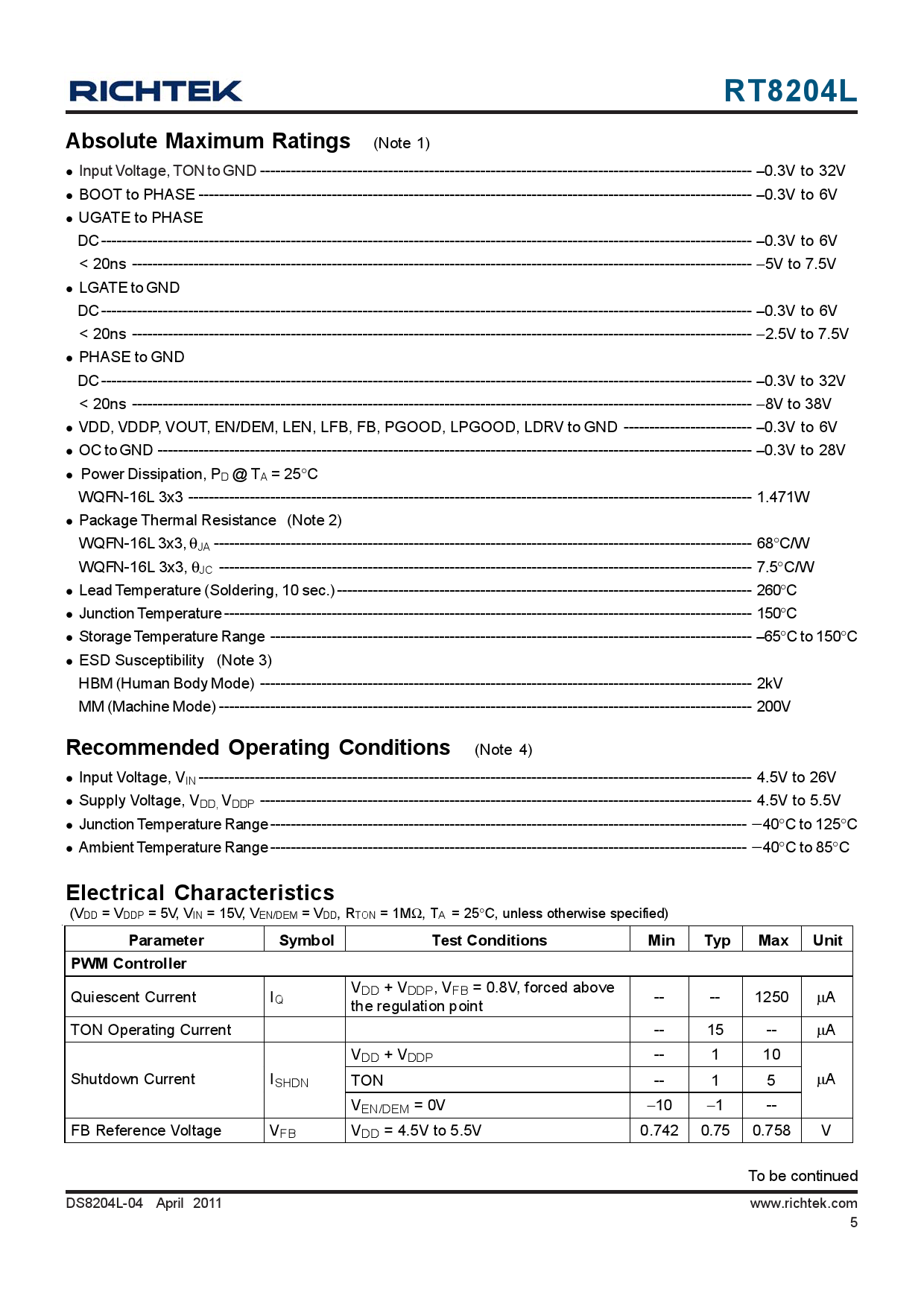RT8204LZQW_（RICHTEK(台湾立锜)）RT8204LZQW中文资料_价格_PDF手册-立创电子商城