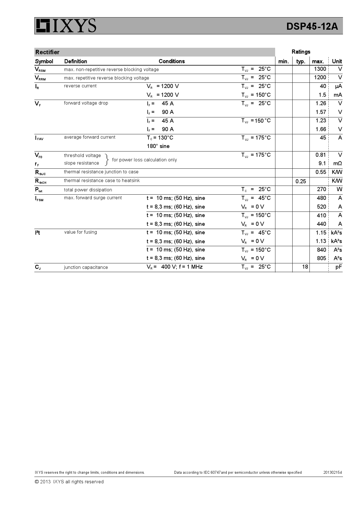 DSP45-12A_（IXYS）DSP45-12A中文资料_价格_PDF手册-立创电子商城