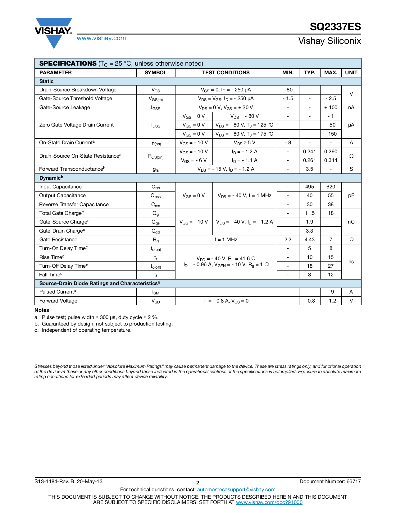 SQ2337ES-T1_GE3_（VISHAY(威世)）SQ2337ES-T1_GE3中文资料_价格_PDF手册-立创电子商城