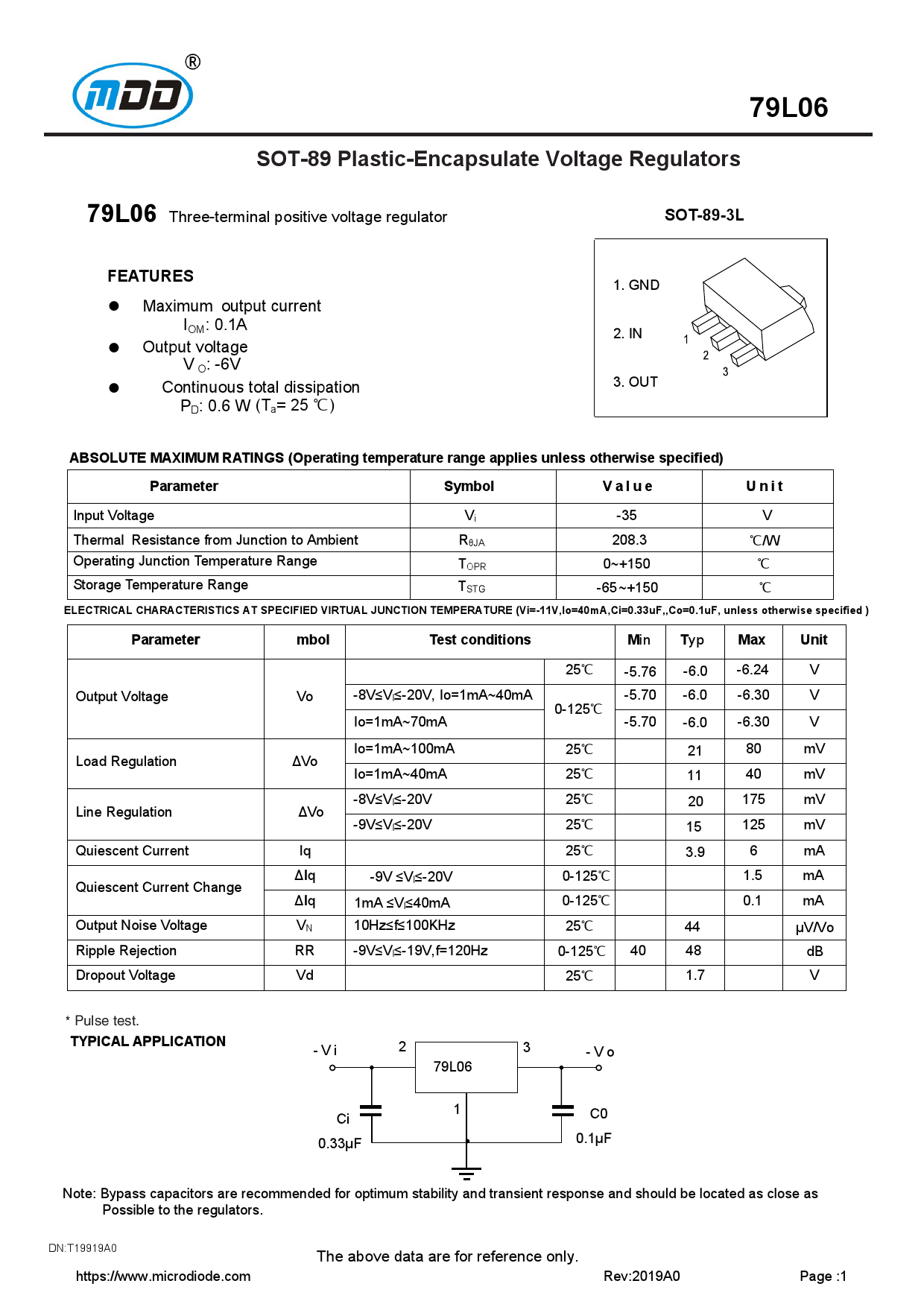 79L06_（MDD）79L06中文资料_价格_PDF手册-立创电子商城
