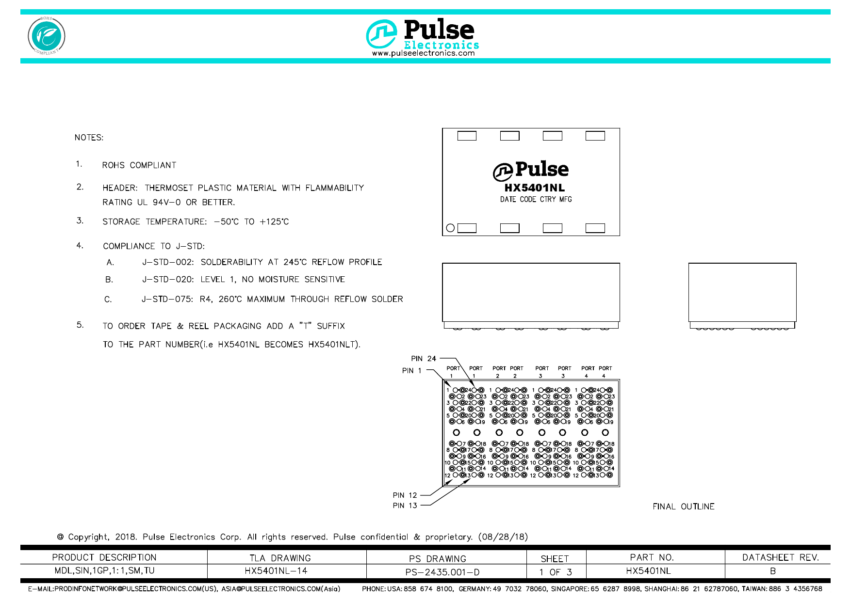 HX5401NLT_（PULSE）HX5401NLT中文资料_价格_PDF手册-立创电子商城