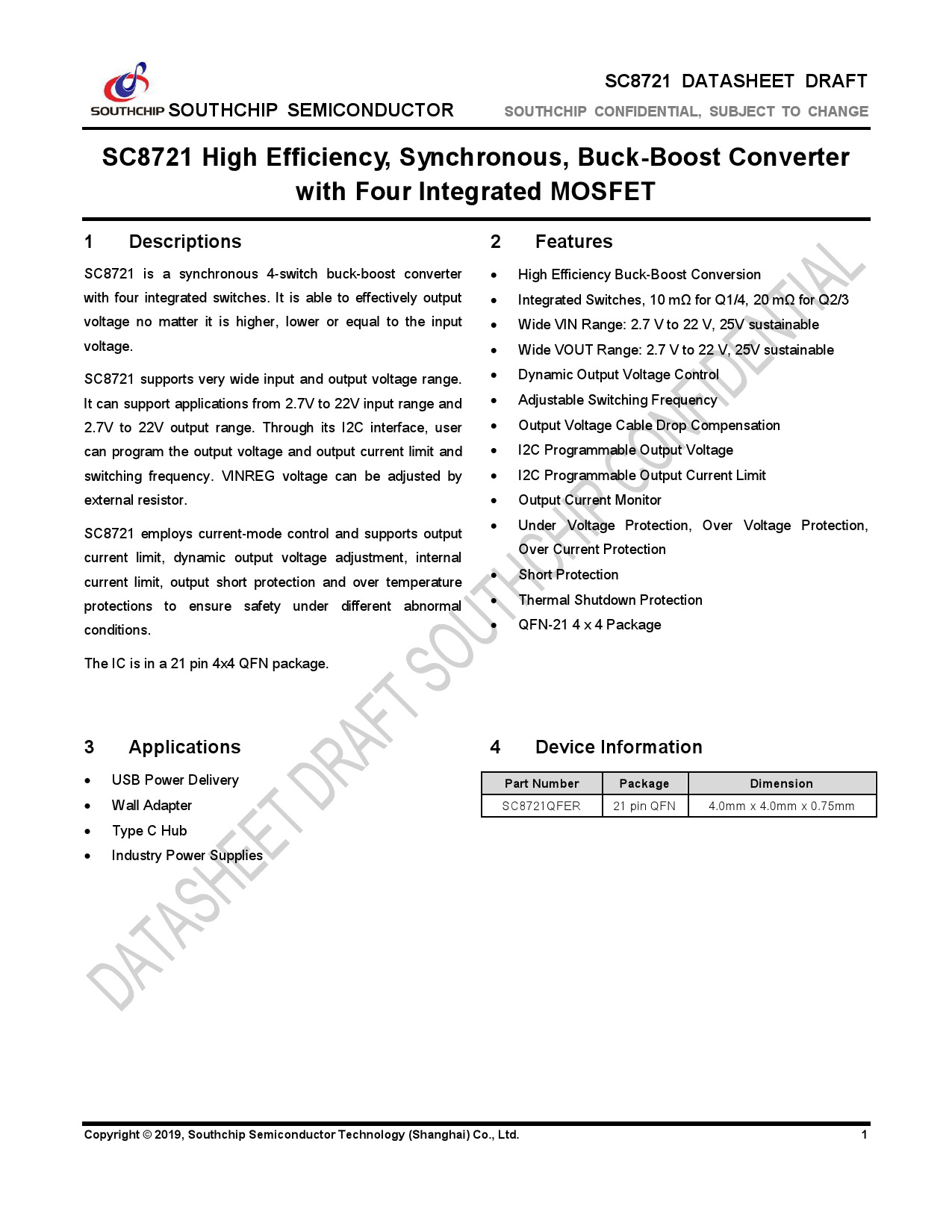 SC8721QFER_（SOUTHCHIP(南芯)）SC8721QFER中文资料_价格_PDF手册-立创电子商城