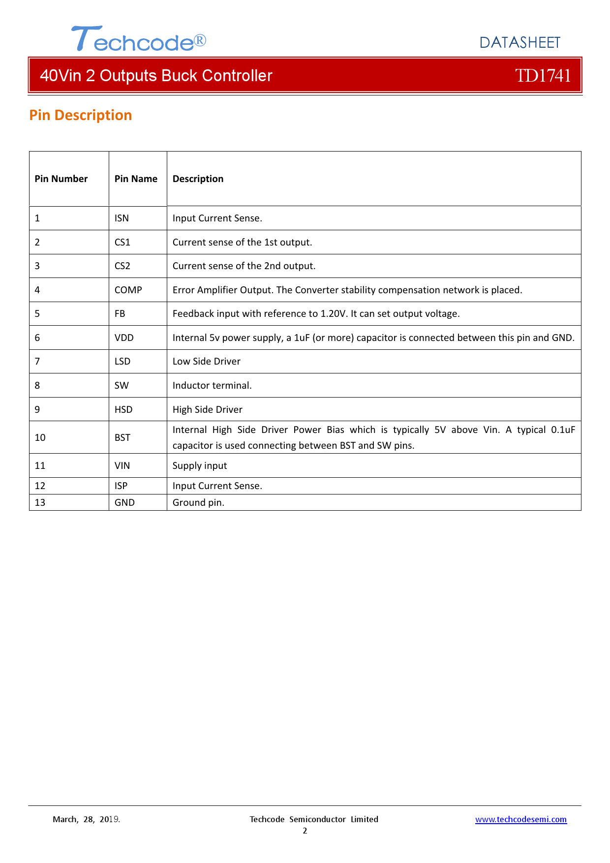 TD1741_（Techcode(泰德)）TD1741中文资料_价格_PDF手册-立创电子商城