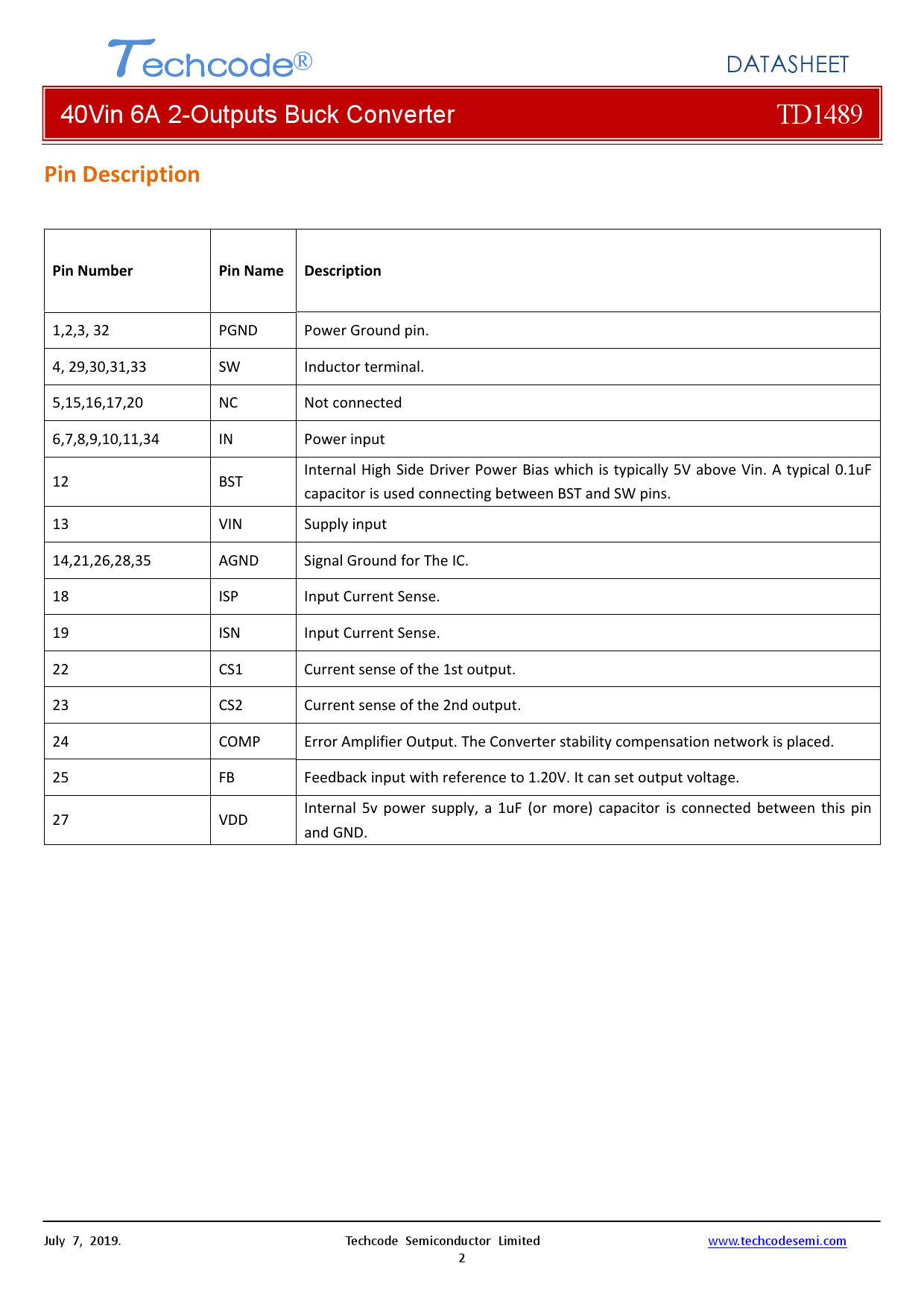TD1489_（Techcode(泰德)）TD1489中文资料_价格_PDF手册-立创电子商城