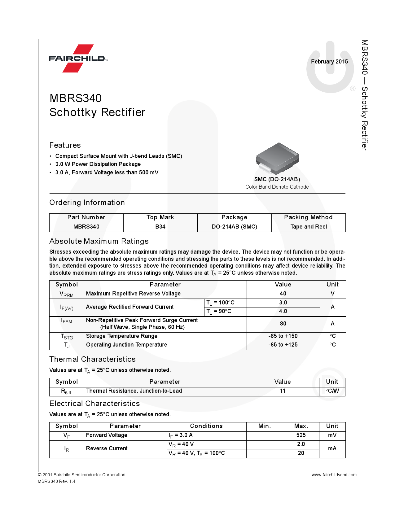 MBRS340_（onsemi(安森美)）MBRS340中文资料_价格_PDF手册-立创电子商城
