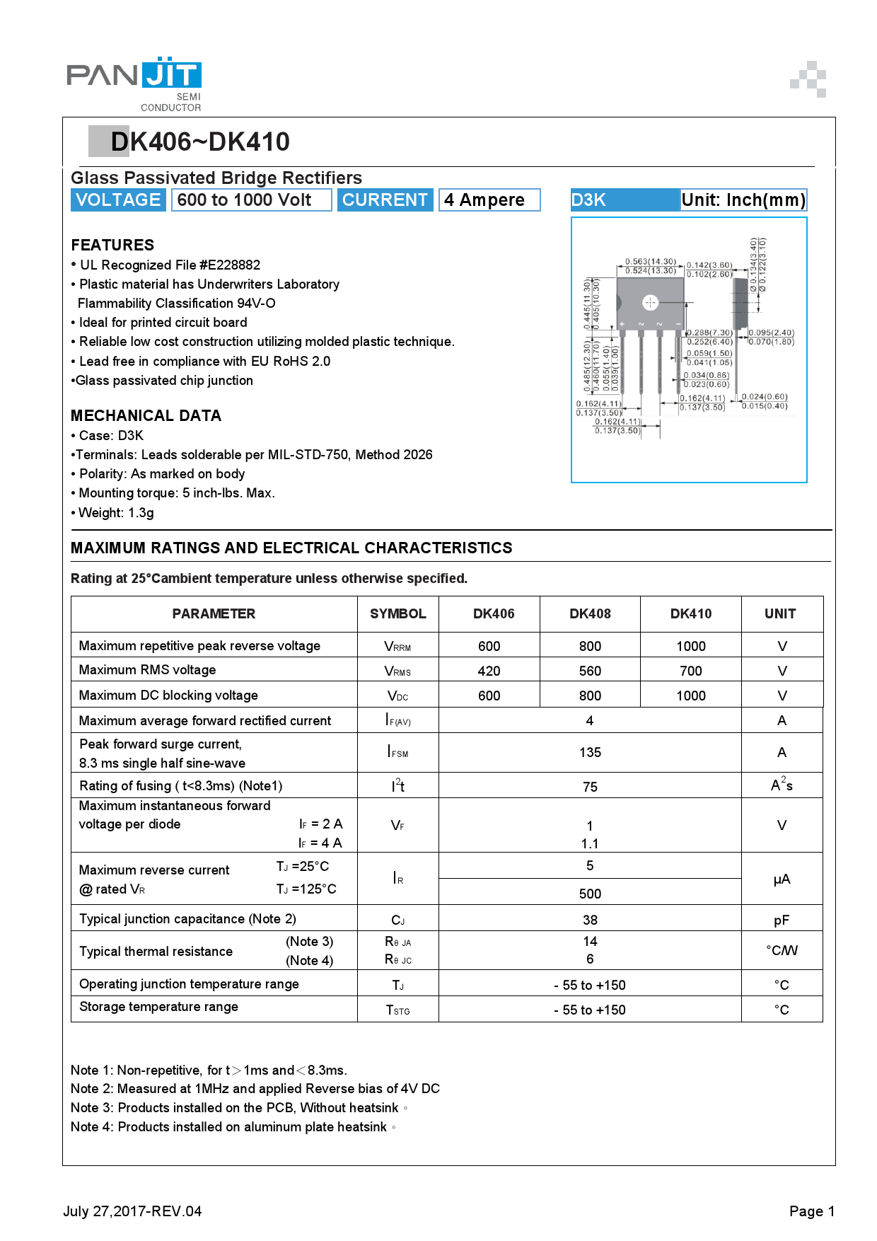 DK410_B0_10001_（PANJIT(强茂)）DK410_B0_10001中文资料_价格_PDF手册-立创电子商城