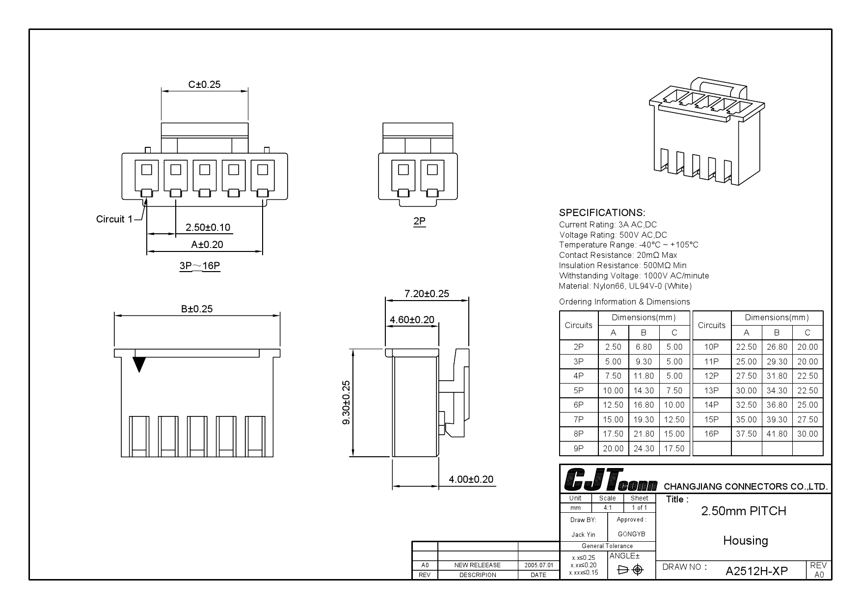 A2512H-6P_（CJT(长江连接器)）A2512H-6P中文资料_价格_PDF手册-立创电子商城