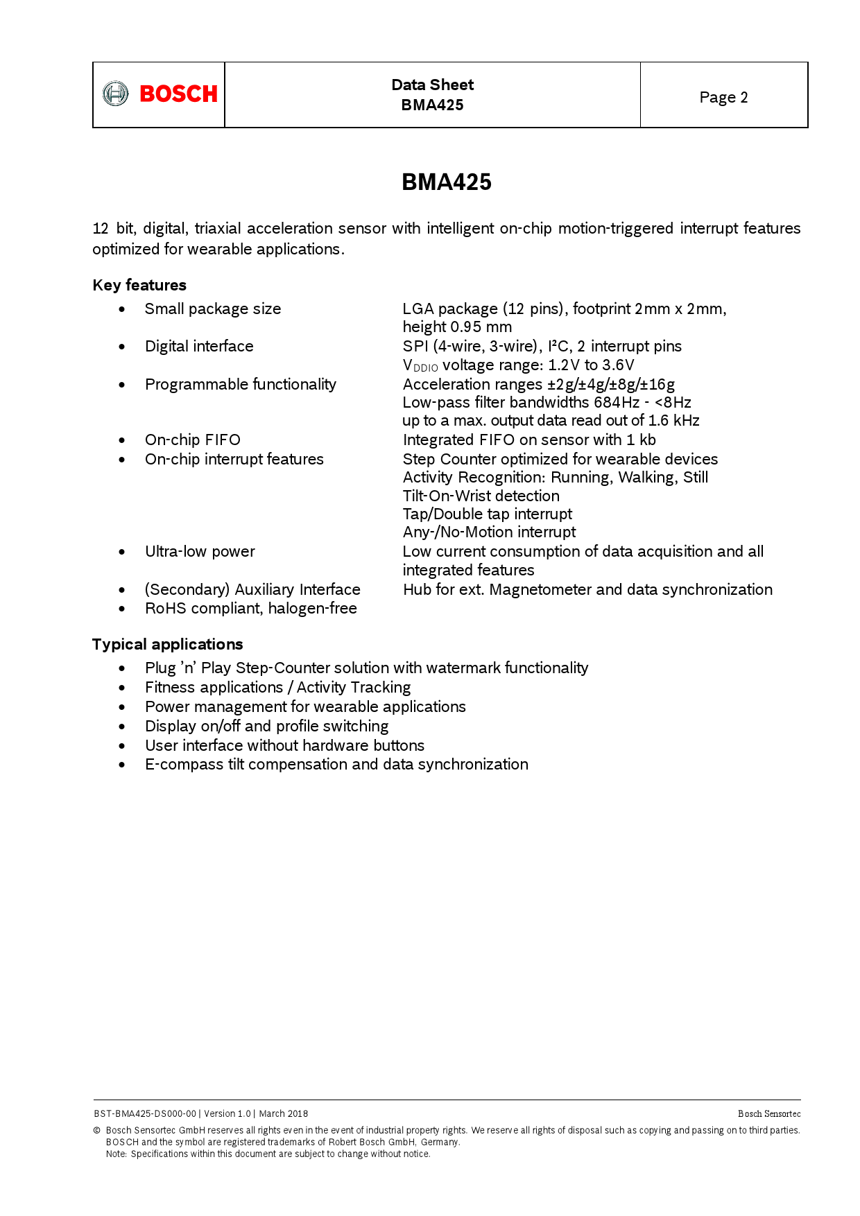 BMA425_（Bosch(博世)）BMA425中文资料_价格_PDF手册-立创电子商城