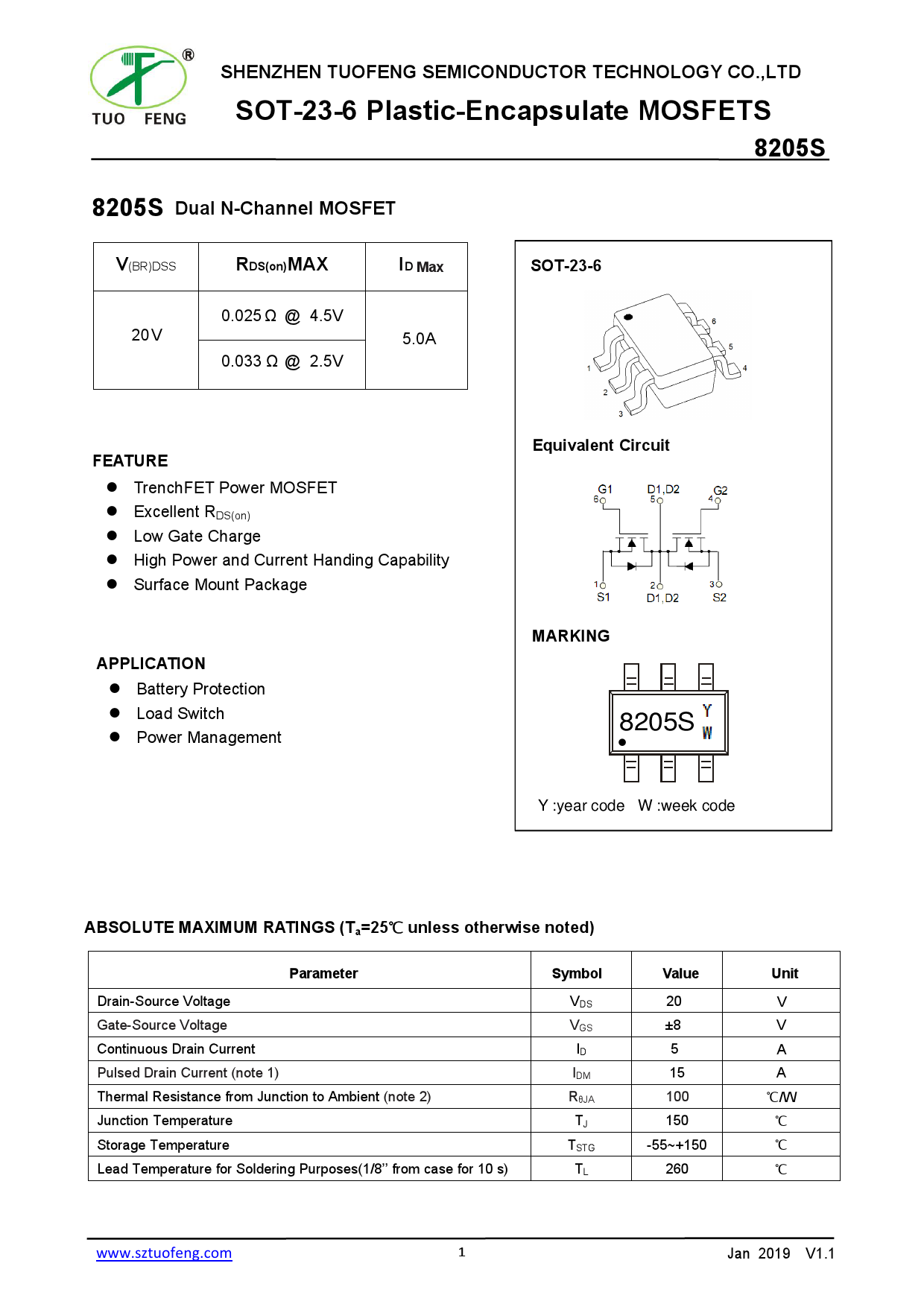 8205S_（TF(拓锋)）8205S中文资料_价格_PDF手册-立创电子商城