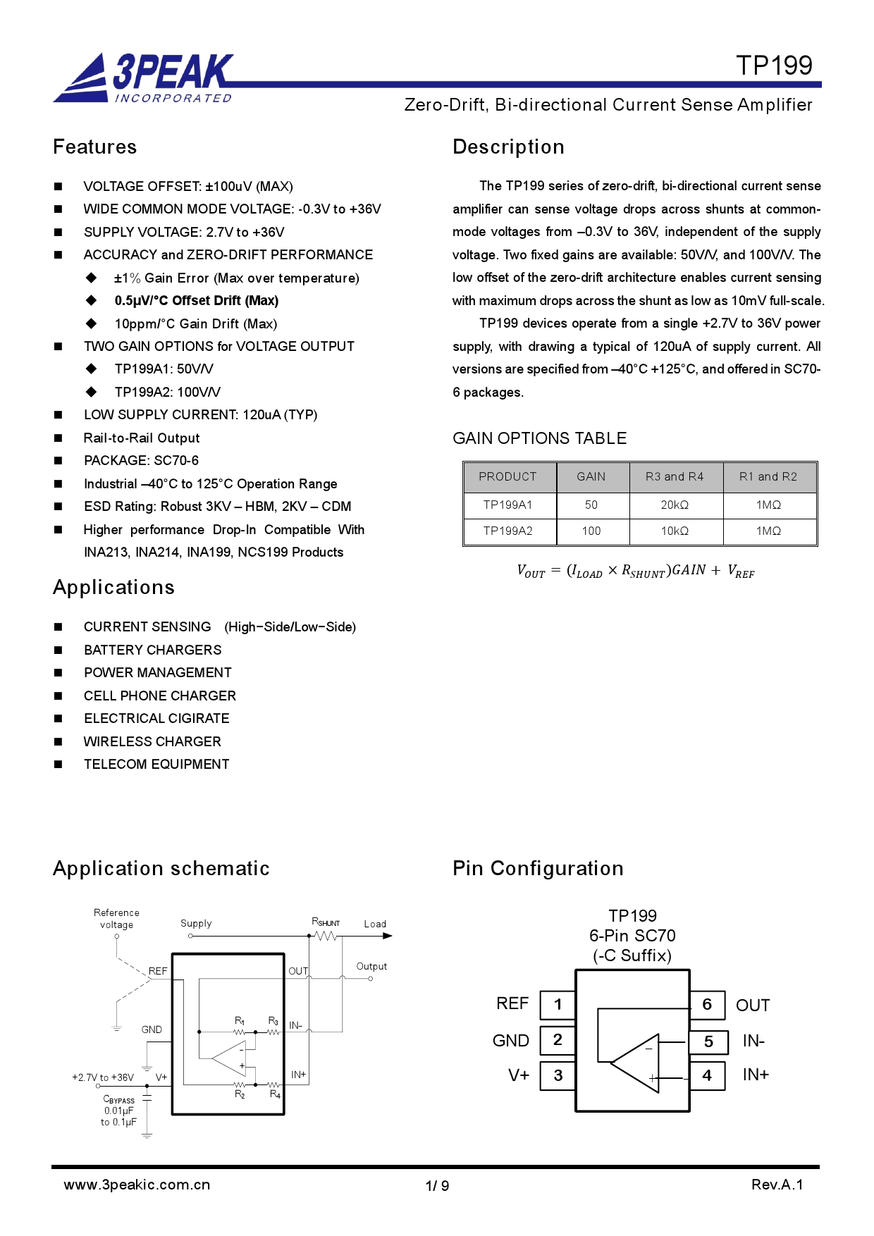 TP199A1-CR_（3PEAK）TP199A1-CR中文资料_价格_PDF手册-立创电子商城