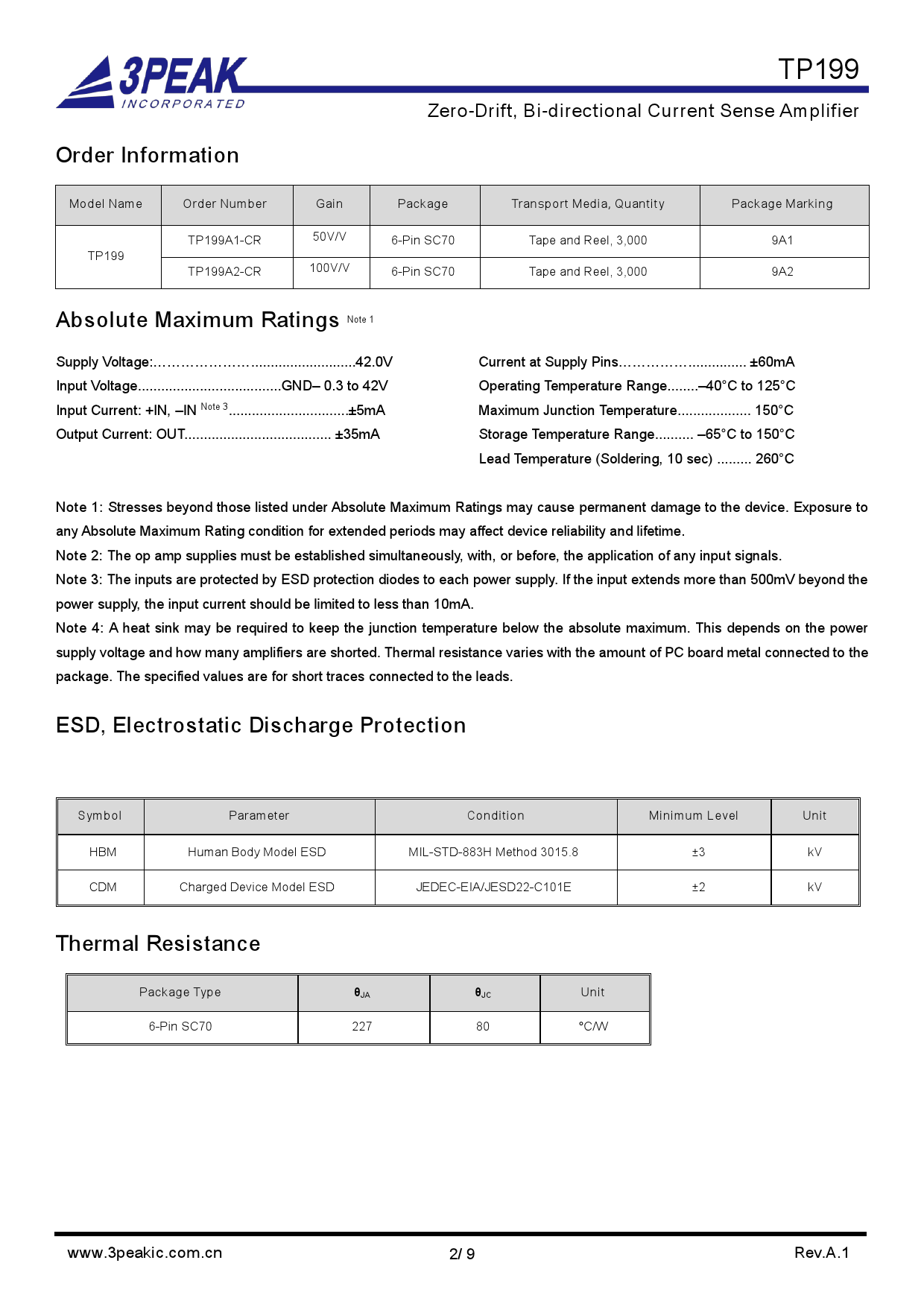 TP199A1-CR_（3PEAK）TP199A1-CR中文资料_价格_PDF手册-立创电子商城