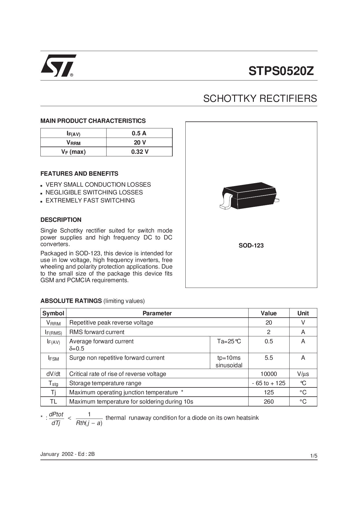 STPS0520Z_（ST(意法半导体)）STPS0520Z中文资料_价格_PDF手册-立创电子商城