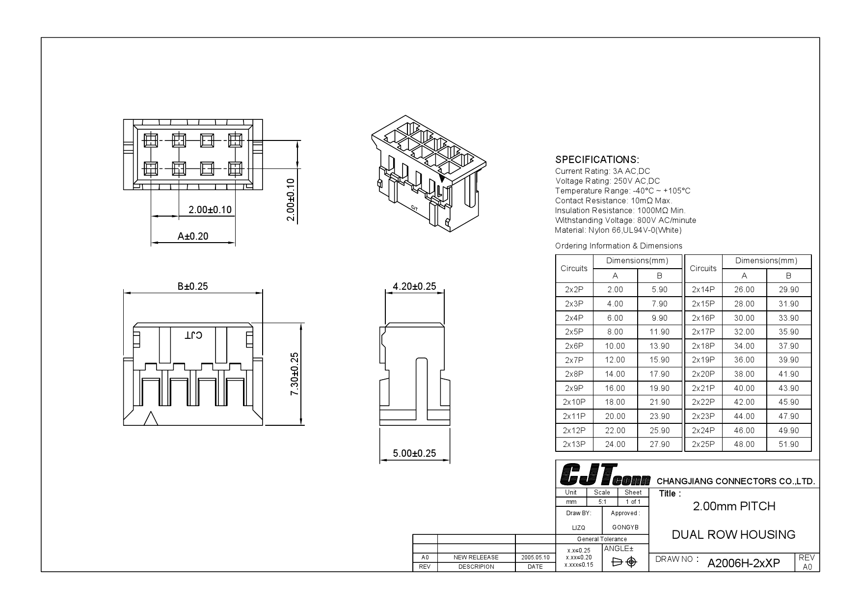 A2006H-2x3P_（CJT(长江连接器)）A2006H-2x3P中文资料_价格_PDF手册-立创电子商城